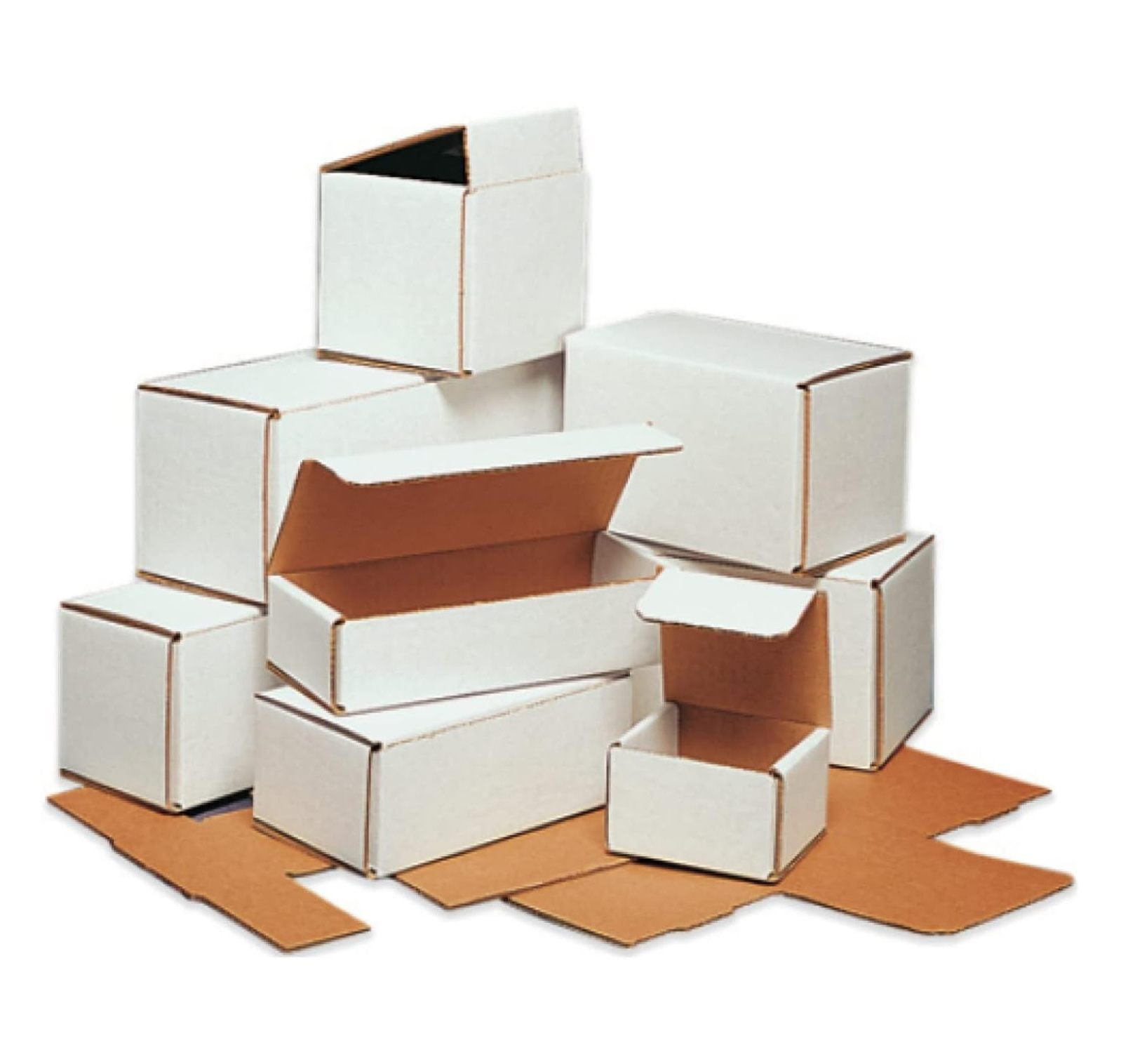 Shipping Boxes - 6x4x2" Mailers - White Foldable Corrugated Cardboard ...