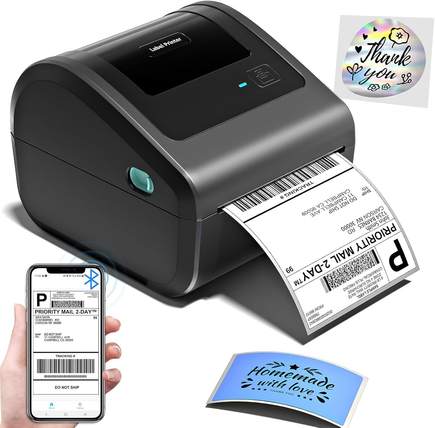 Shipping Label Printer 4x6, D450BT Thermal Label Printer for Shipping ...