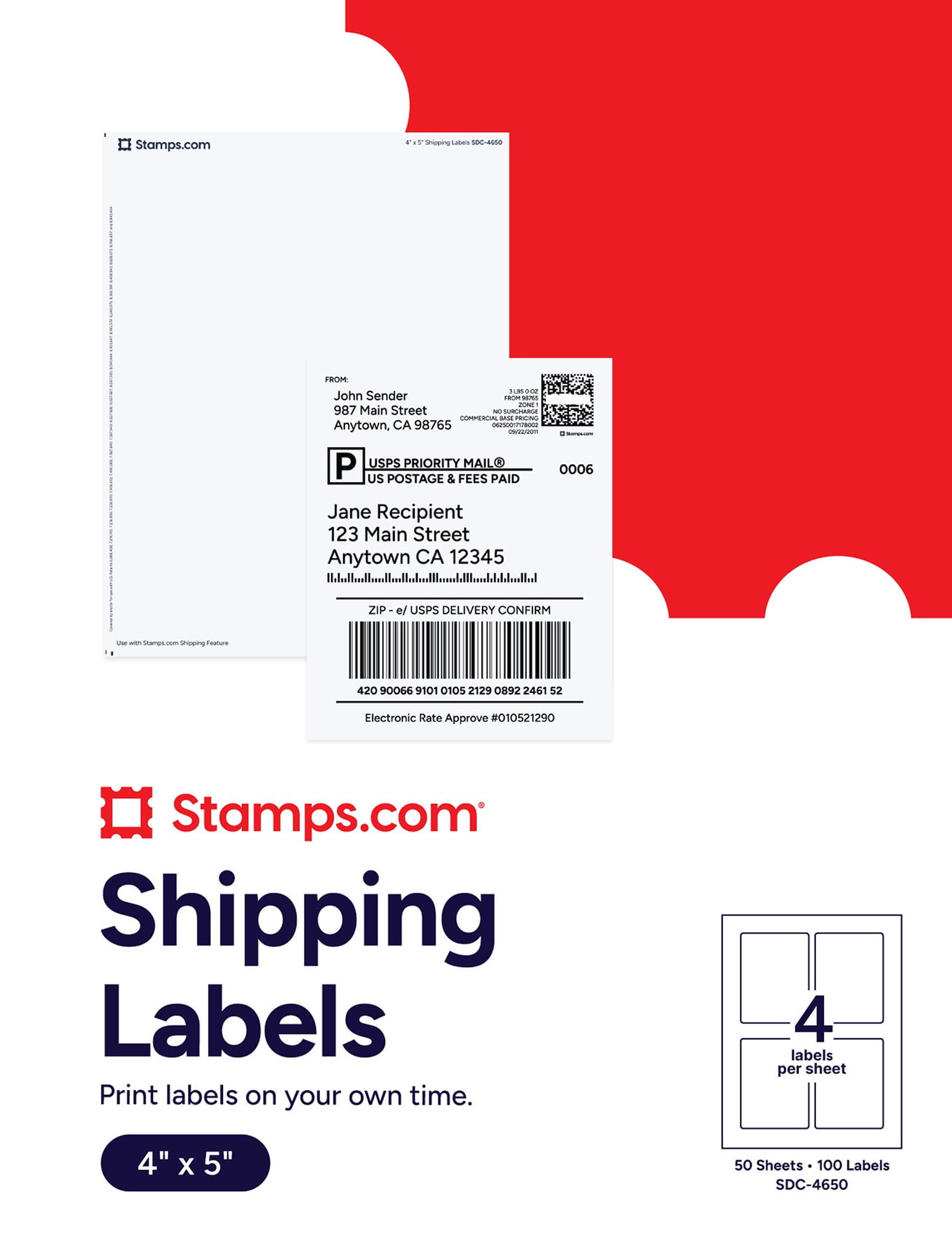 Shipping Label Sheets 4 x 5", 4 Labels per Sheet, Pack of 250 - Walmart.com