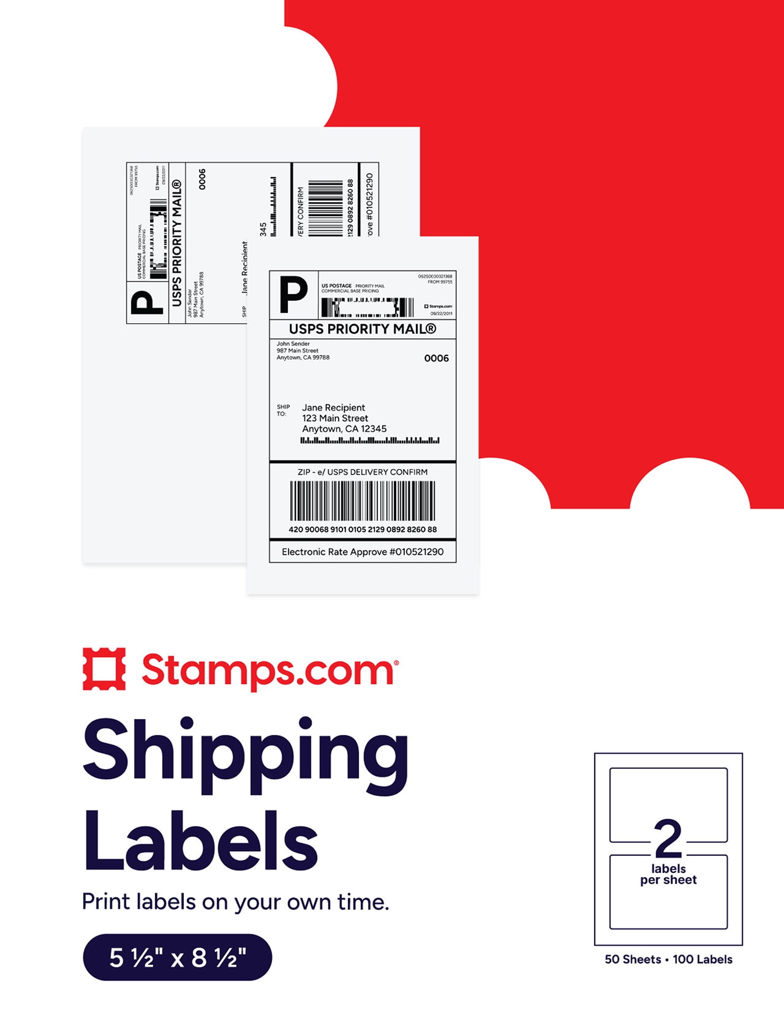 Shipping Label Sheets 5 1/2 x 8 1/2", Pack of 250, for Packages ...