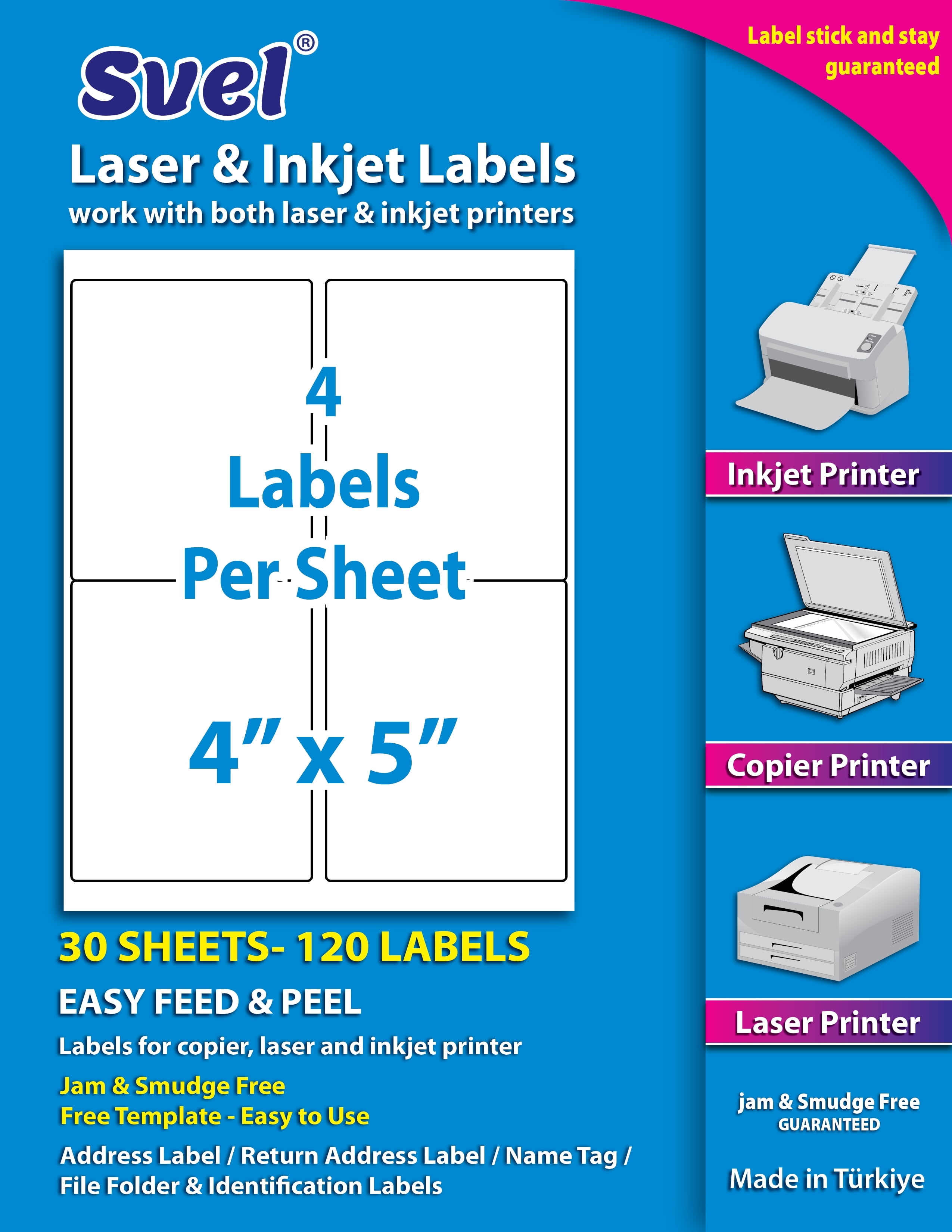 Shipping Labels for Laser & Inkjet Printers 120 Labels 4”x5” - Walmart.com