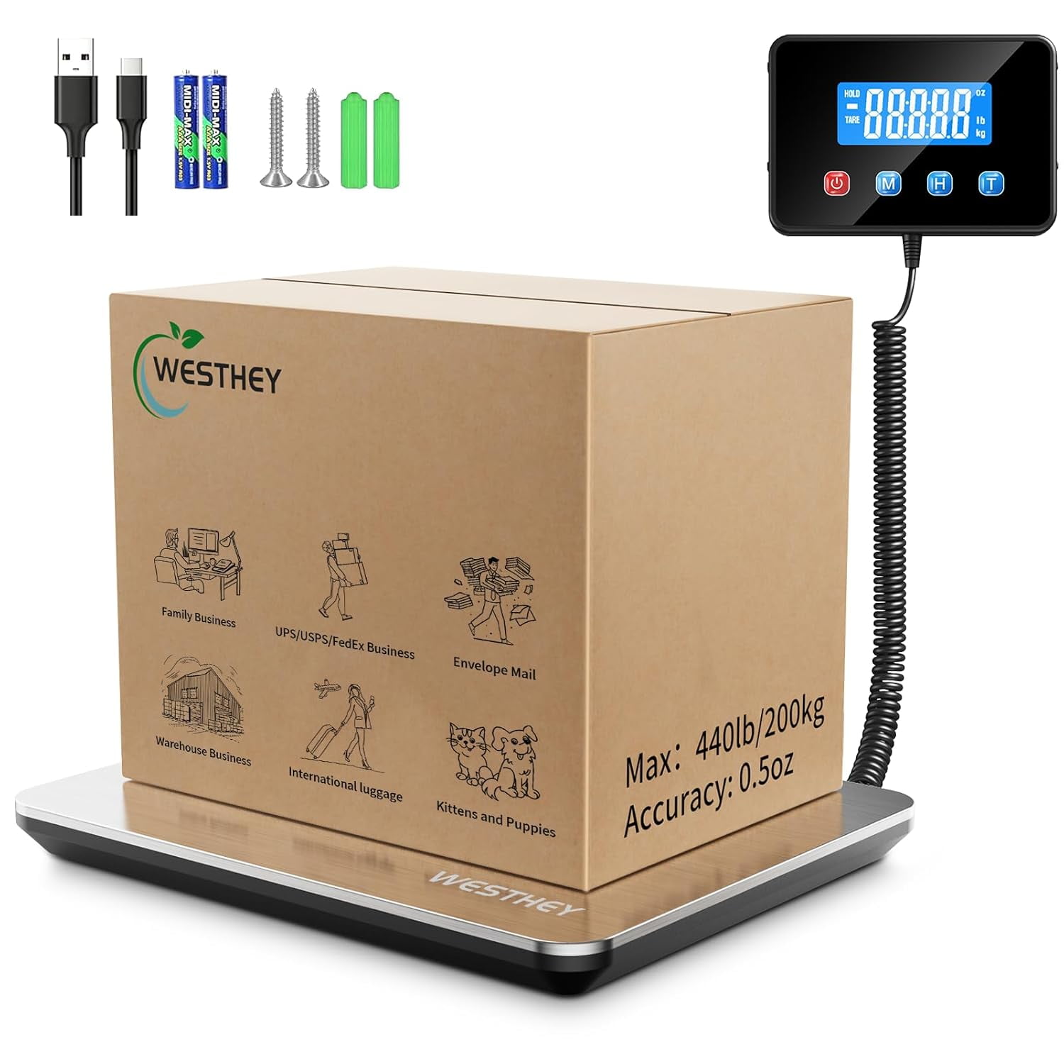 Shipping Scale 0.5oz-440lb High Accuracy Postal Digital Weight Luggage ...