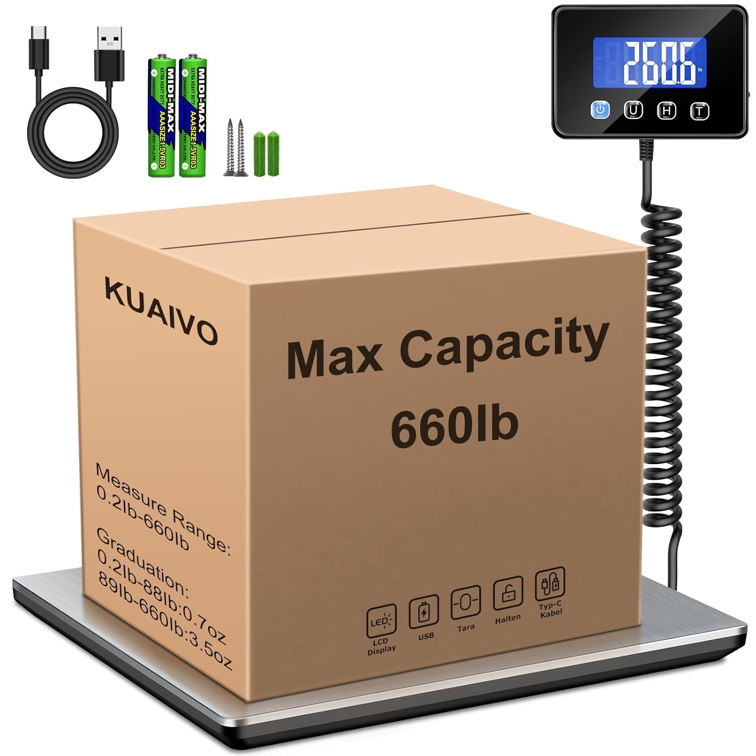 Shipping Scale, 660lbs Heavy Duty Digital Postal Scale for Packages, 0 ...