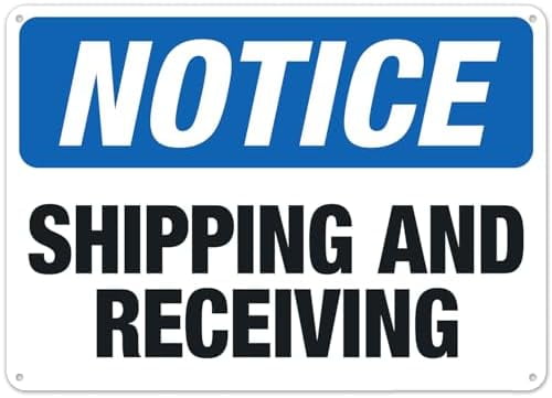 Shipping and Receiving Sign,Facility Safety Signs Metal Tin Sign 8x12 ...