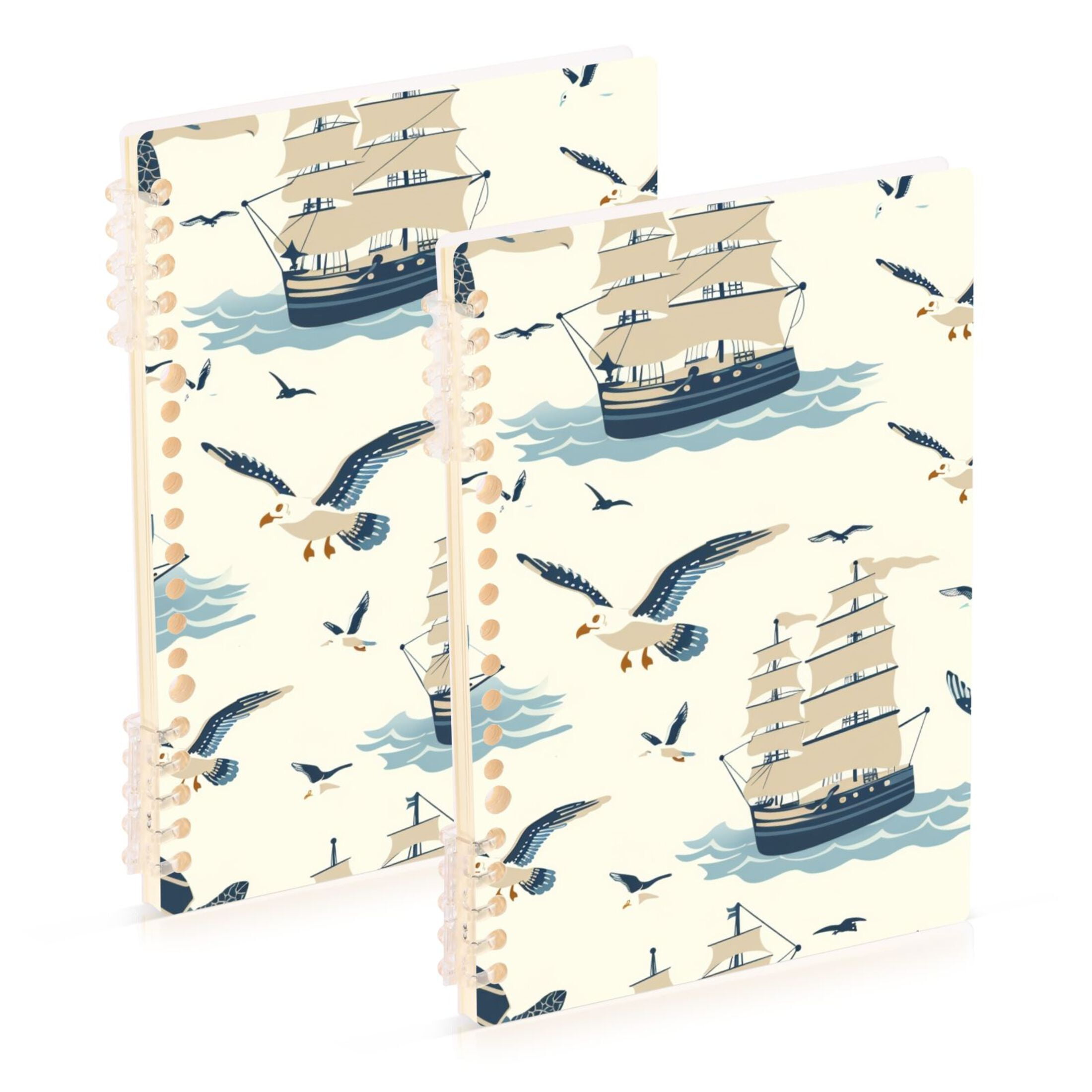 Ships Birds Turtles Ring Binder Notebook Journey Note Diary College ...