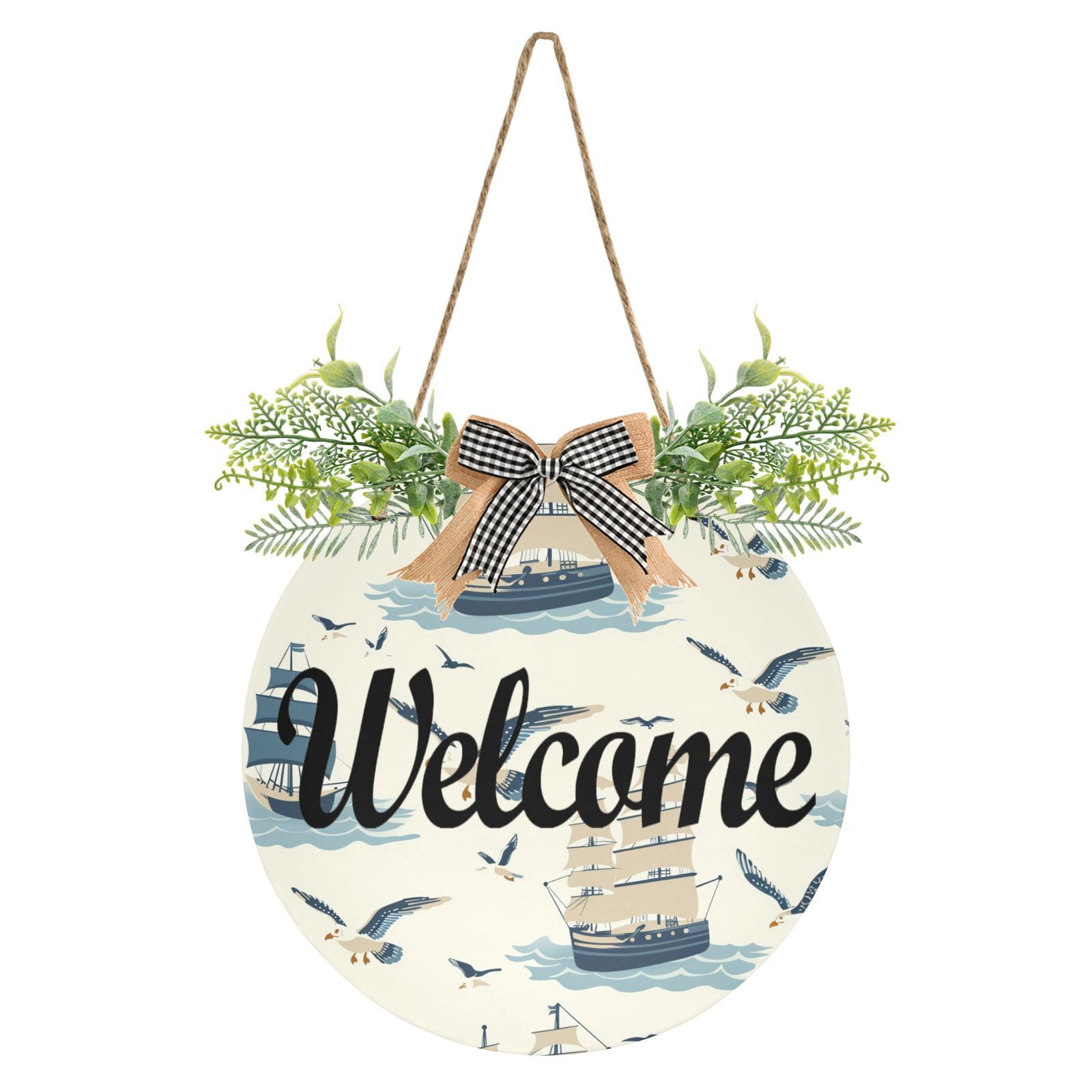 Ships Birds Turtles Welcome Sign for Front Door Wreath Door Sign for ...