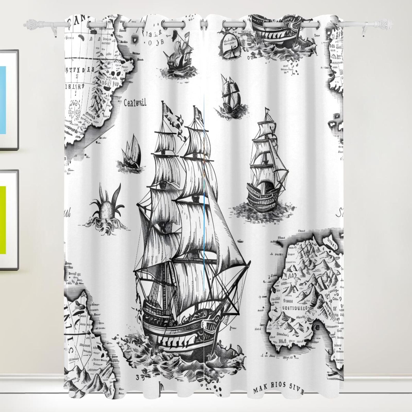 Ships Sailboats Sea Black Out Curtains 72 Inch Length Curtains for ...