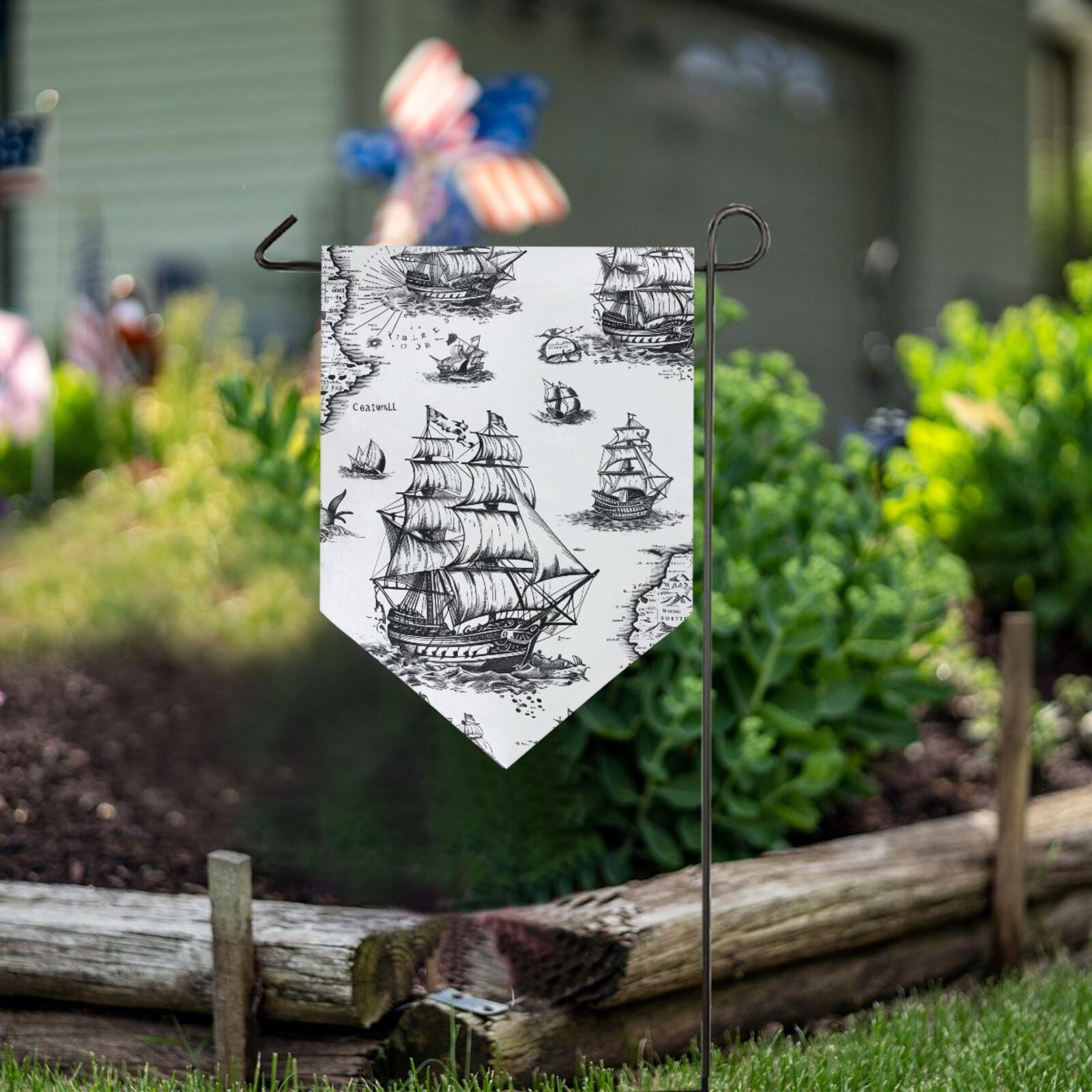 Ships Sailboats Sea Garden Flag 18" x 12.5" Double Sided Yard Lawn ...