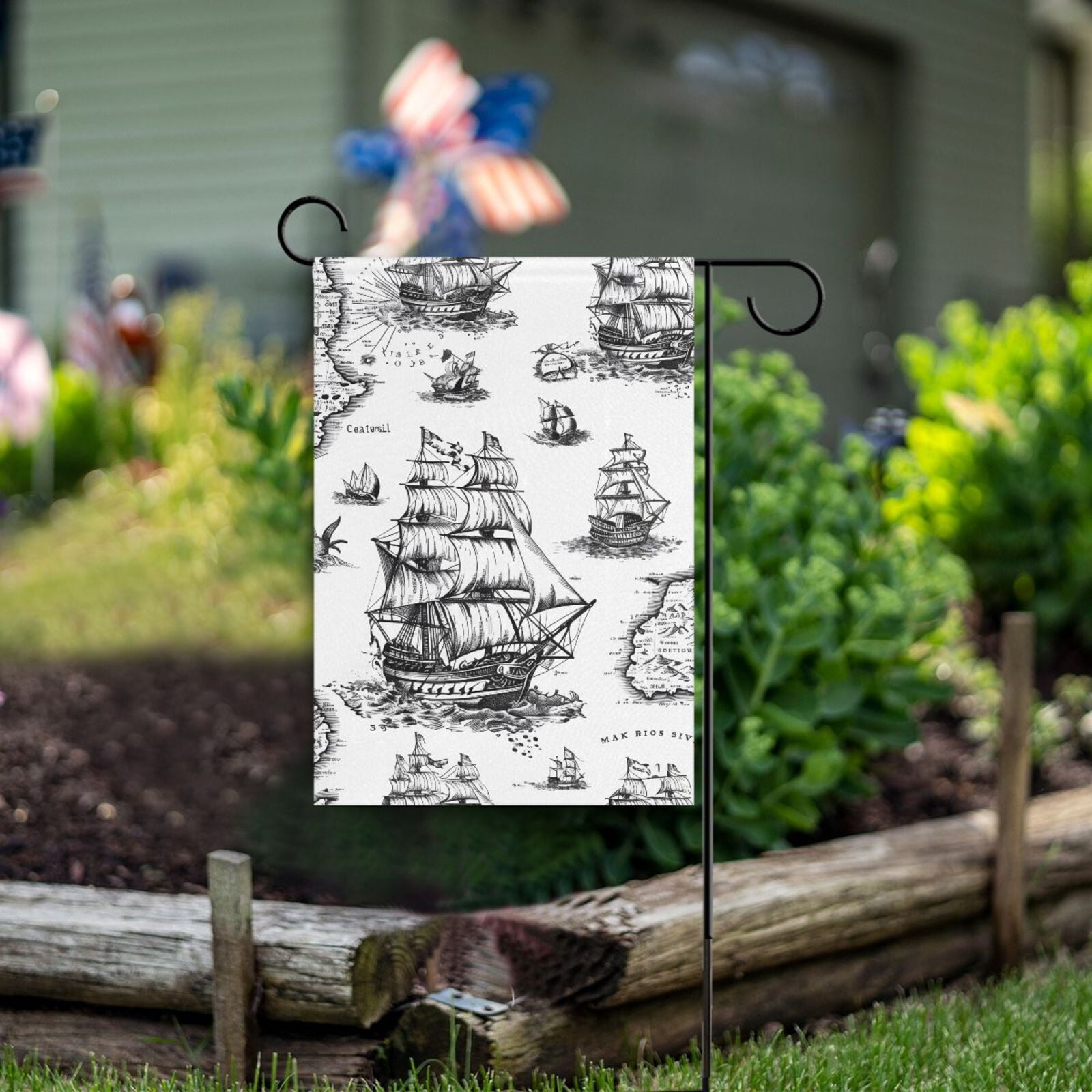 Ships Sailboats Sea Garden Flag Double Sided Outdoor Banners for ...