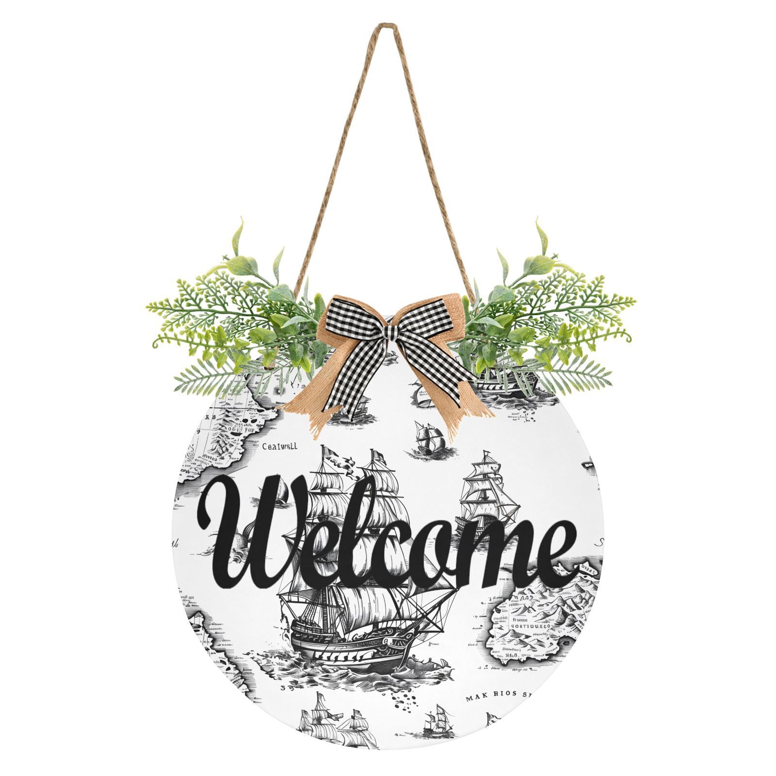 Ships Sailboats Sea Welcome Sign for Front Door Wreath Door Sign for ...