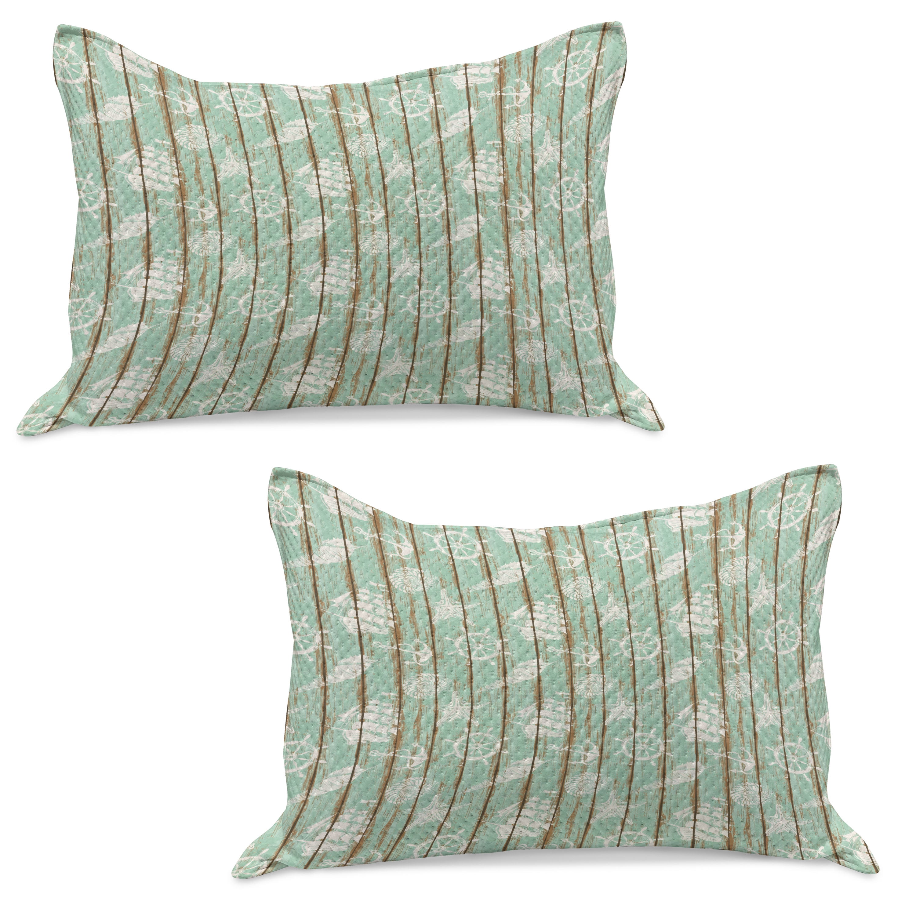 Ships Wheel Knitted Quilt Pillowcover Set of 2, Old Boards Ship Deck ...