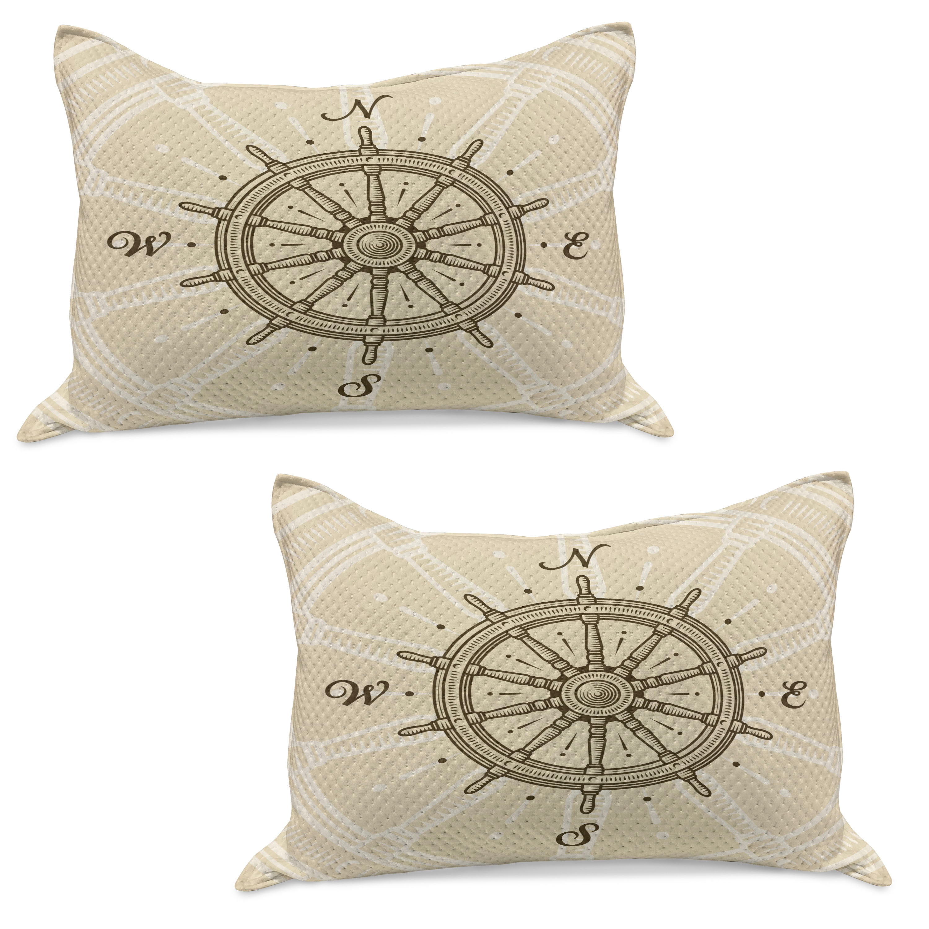Ships Wheel Knitted Quilt Pillowcover Set of 2, Retro Ship Wheel ...