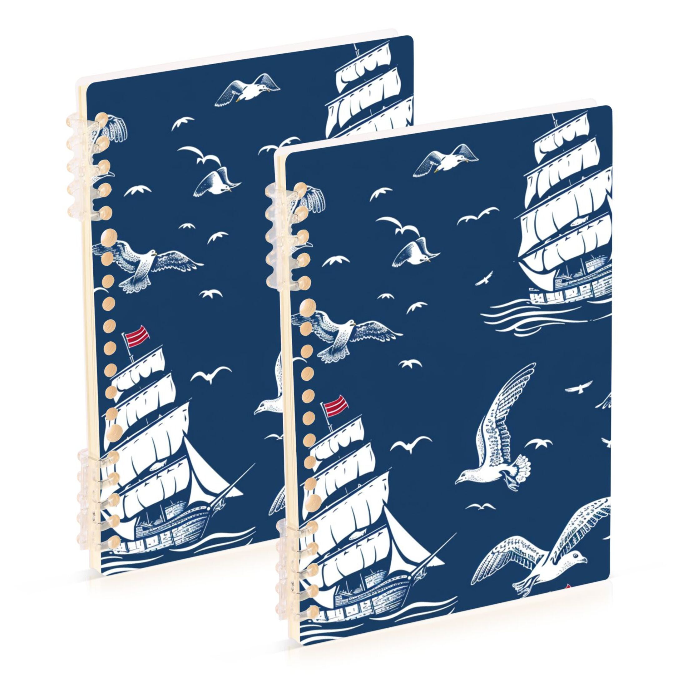 Ships and Birds Ring Binder Notebook Journey Note Diary College Ruled ...