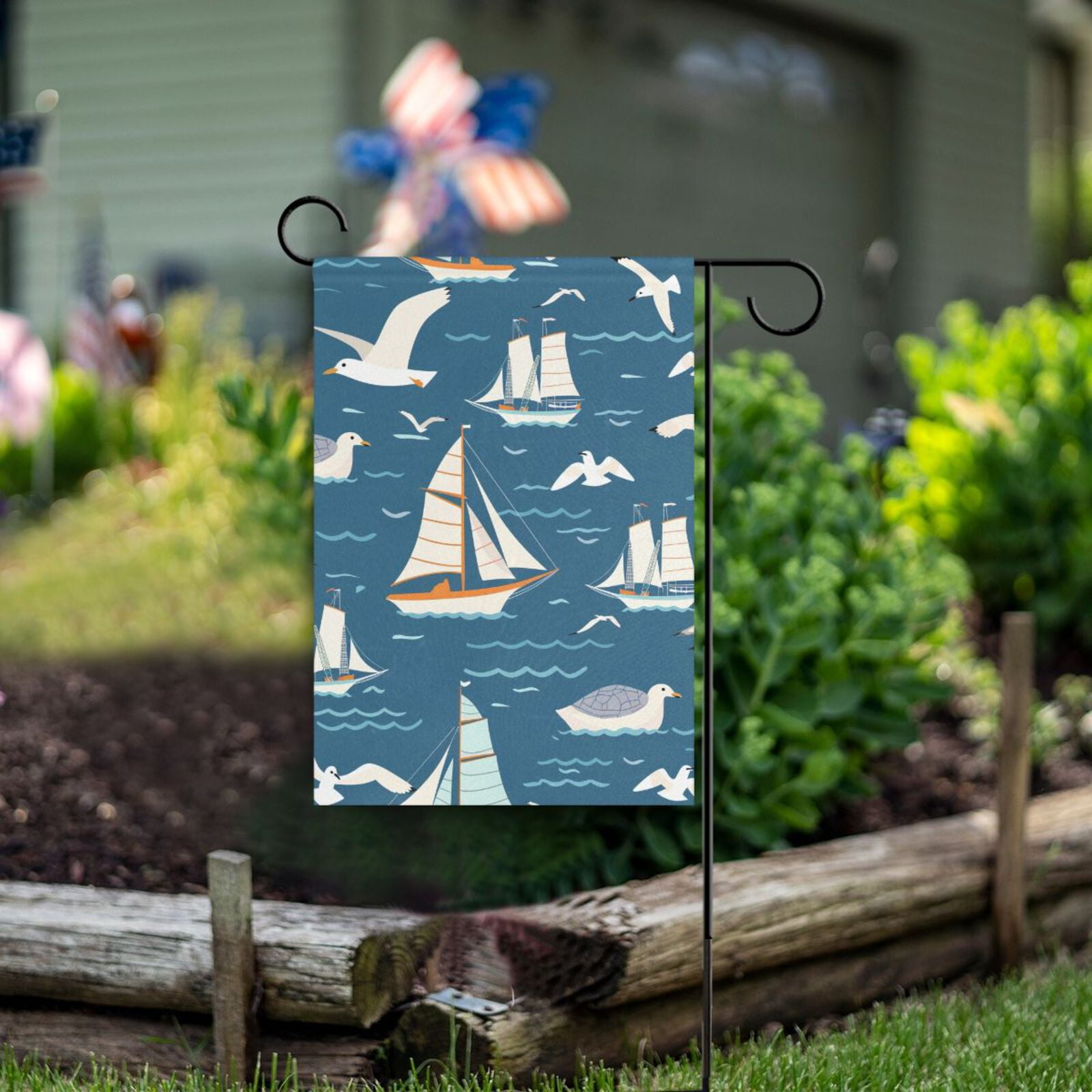 Ships with Birds Garden Flag Double Sided Outdoor Banners for Courtyard ...