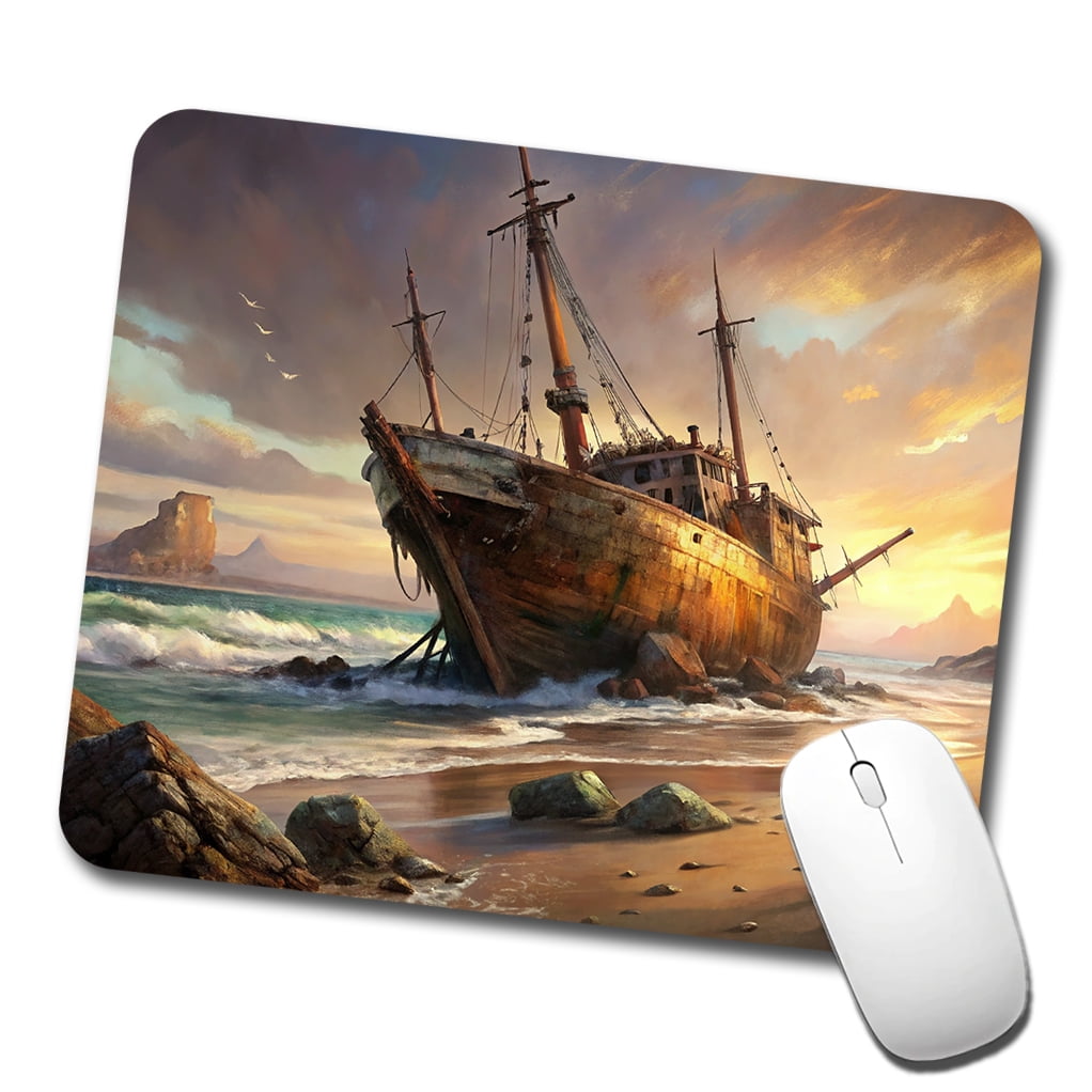 Shipwreck on the Beach Mouse Pad Low Profile Gaming Mat - Walmart.com