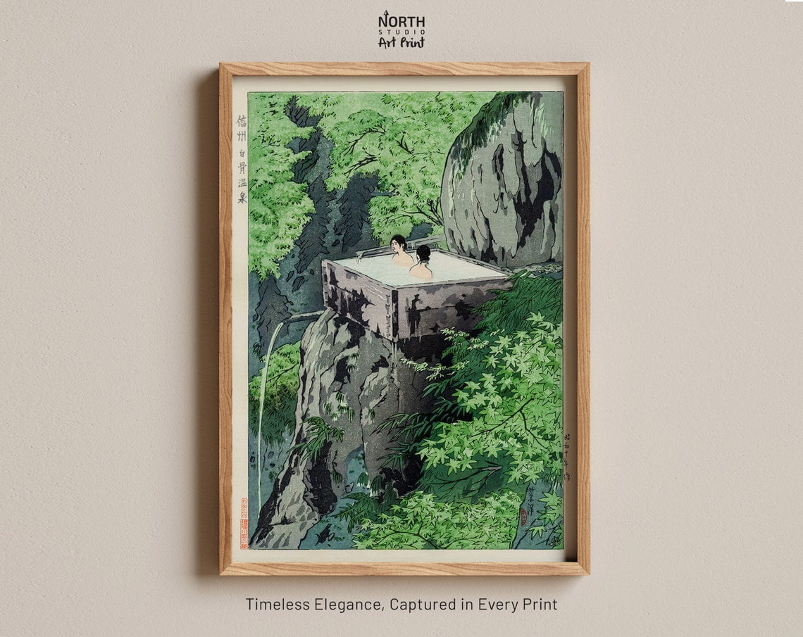 Shirahone Hot Spring Poster, Kasamatsu Art, Vintage Japanese Print, Hot ...