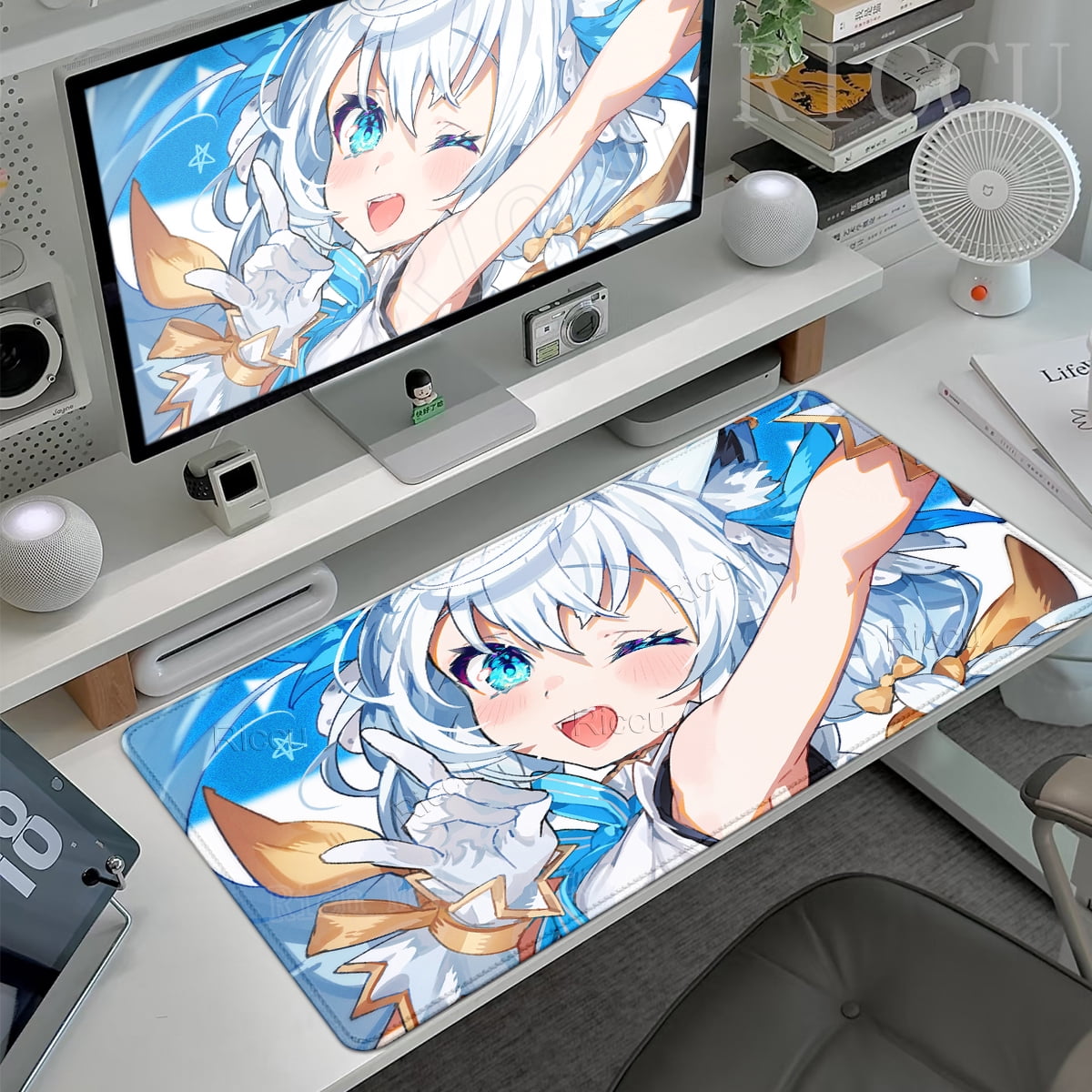 Shirakami Fubuki Pattern Mouse Pad Laptop Hololive Computer Keyboard PC ...