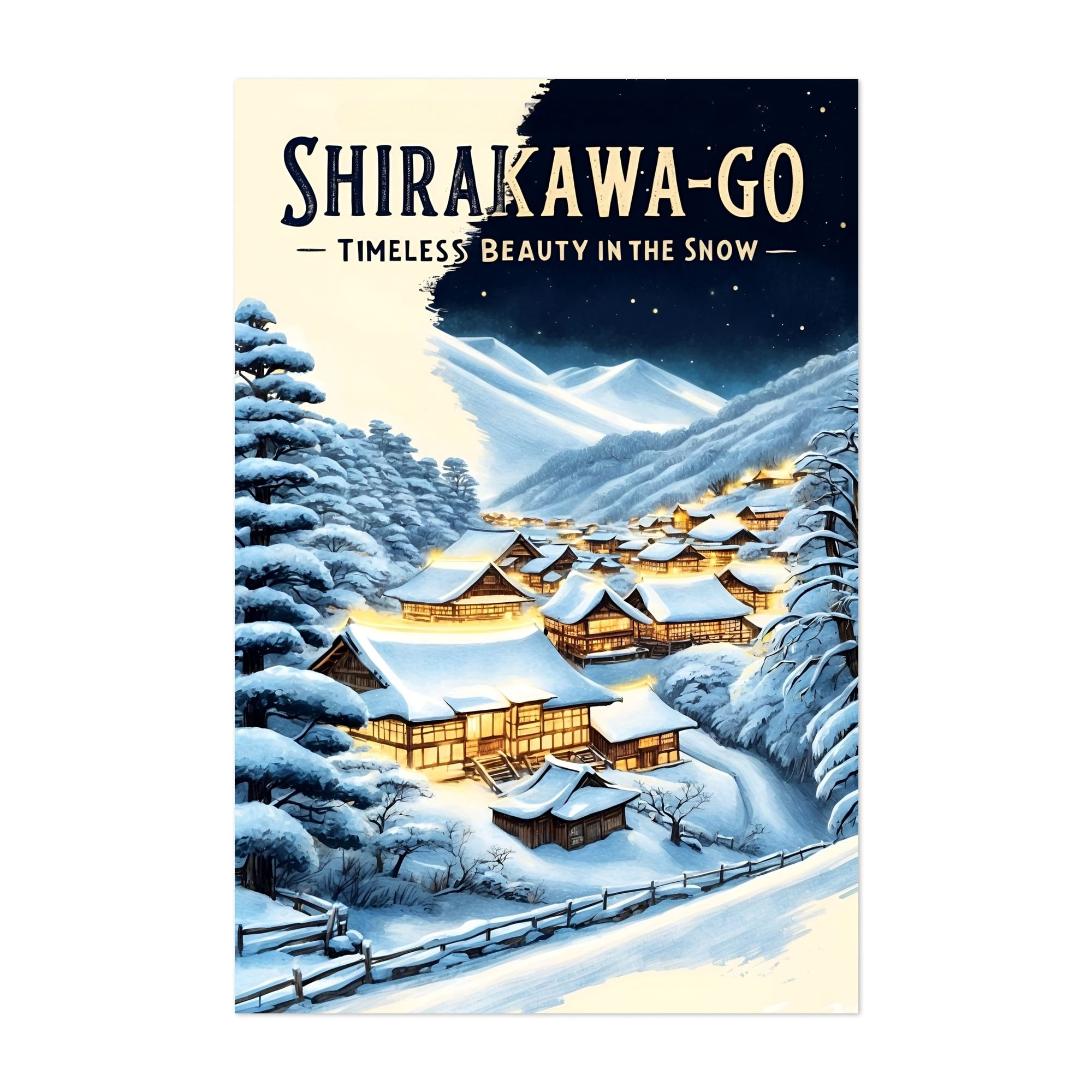 Shirakawa-go Winter Poster: Timeless Beauty in Snow - Ogimachi Gifu ...