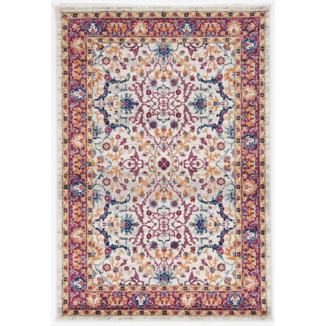 Shiraz Sabine Ivory/Raspberry Rug, Multiple Sizes - Walmart.com