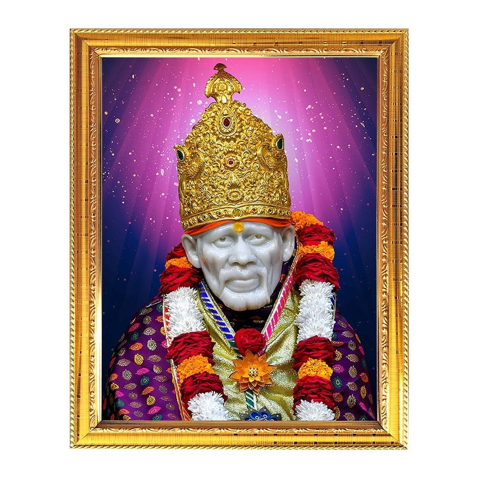 Shirdi Sai Baba God Photo Frames For Pooja Indian Golden Wall Décor ...