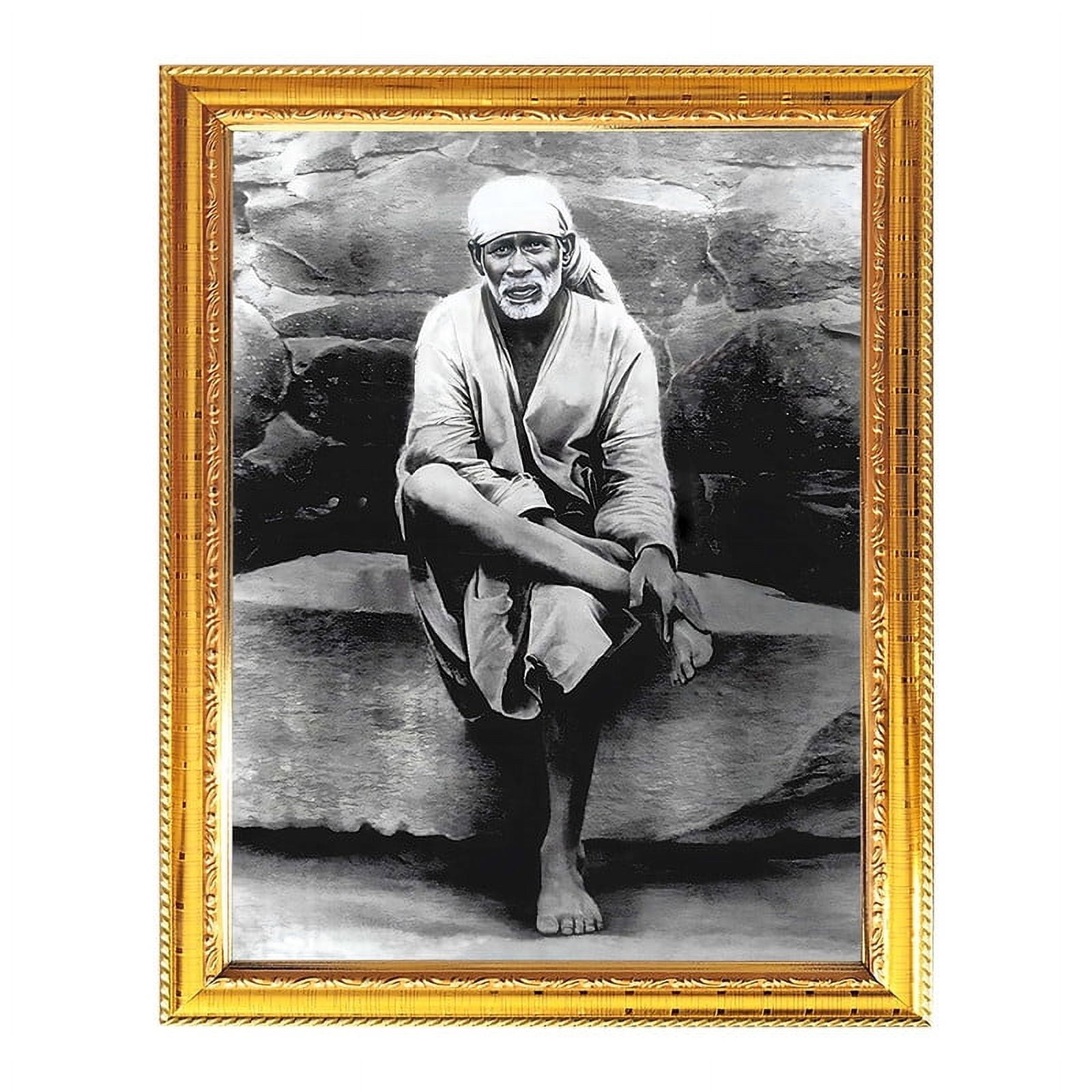Shirdi Sai Baba God Photo Frames For Pooja Indian Golden Wall Décor ...