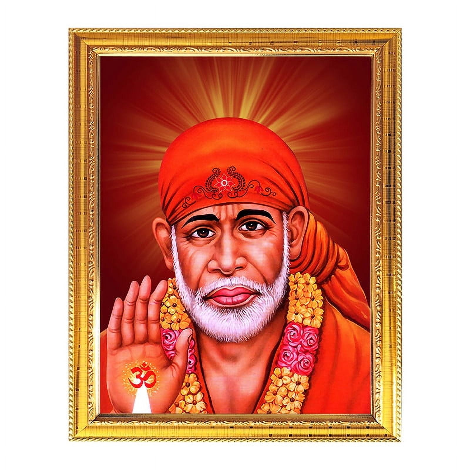Shirdi Sai Baba God Photo Frames For Pooja Indian Golden Wall Décor ...