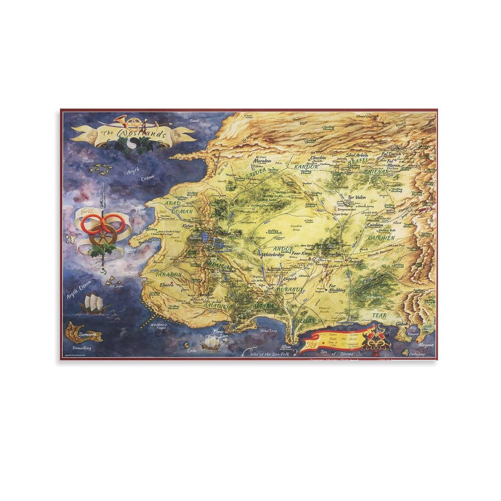 The Shire LOTR Middle Earth Hobbit Vintage World Map(2) Painting On ...