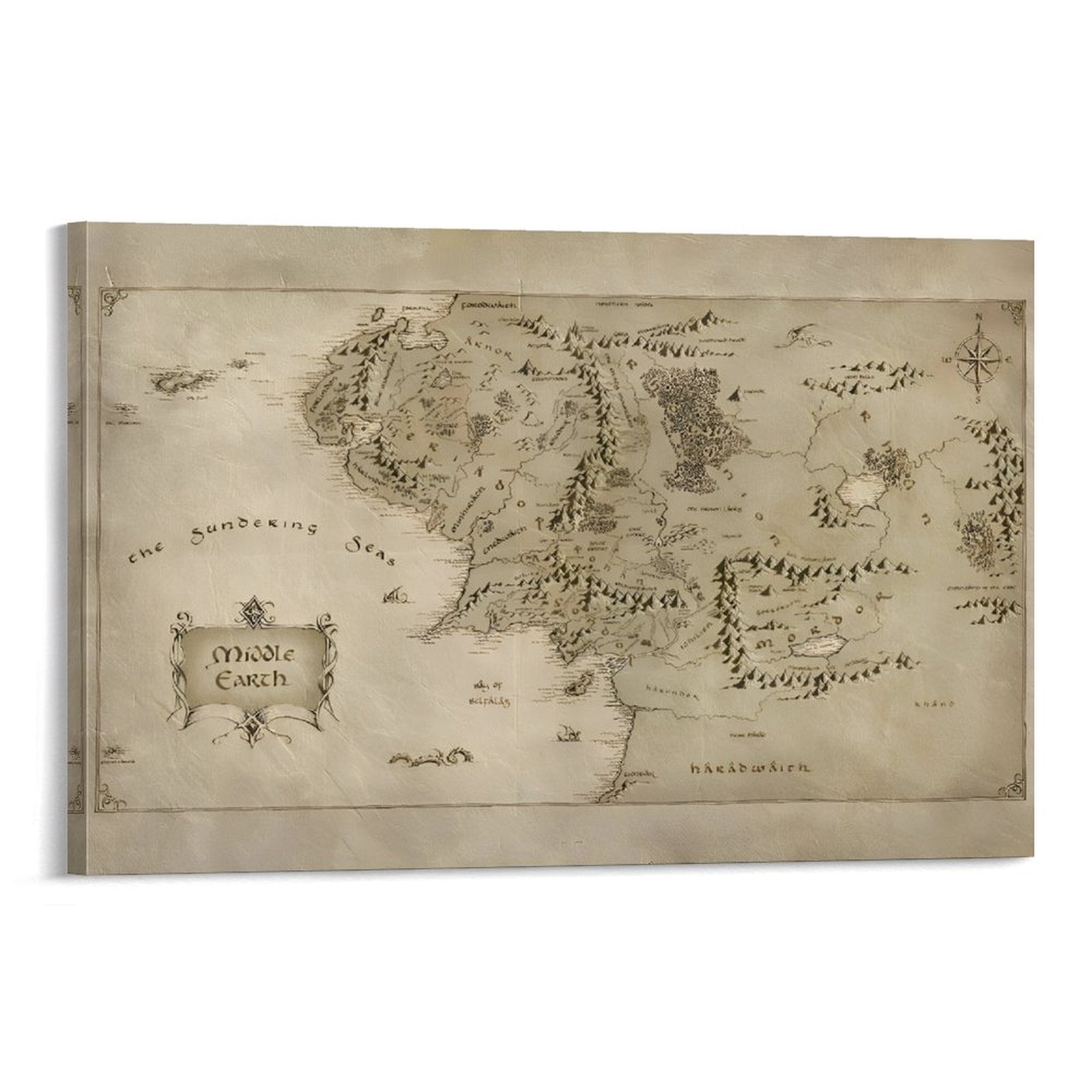 The Shire LOTR Middle Earth Hobbit Vintage World Map(3) Gifts Canvas ...