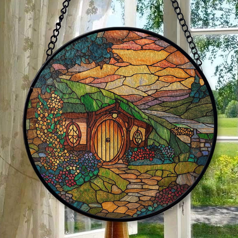 The Shire Stained Glass Suncatcher, Fantasy Wall Hanger, Forest Window ...