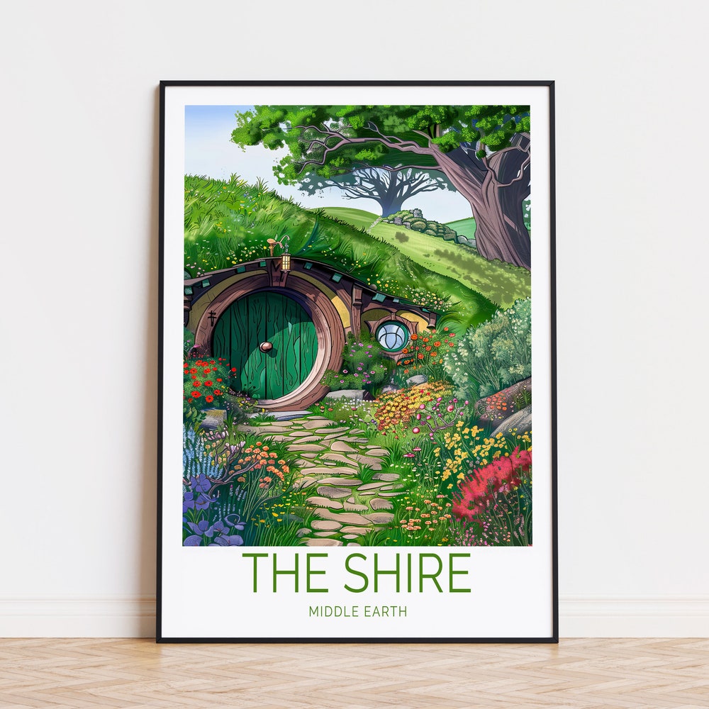 The Shire Travel Poster, Middle Earth Decor, Shire Wall Art, Middle ...