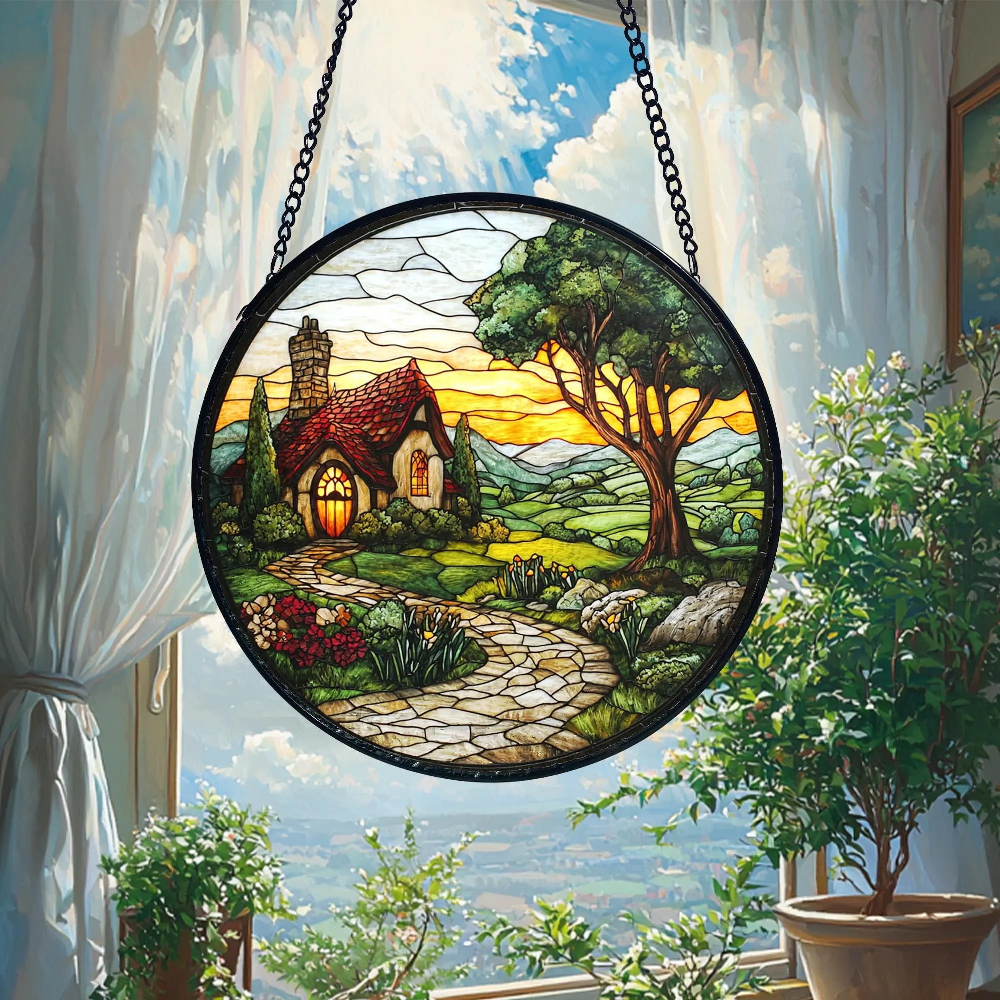 Shire Window Hanging, Shire Stained Glass Suncatcher, Shire Scenery ...