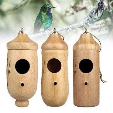 iMucci 3Pcs Natural Wood Hummingbird House 2022 New Hummingbird Houses ...