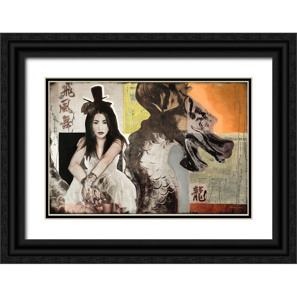 Shirin Donia 24x17 Black Ornate Wood Framed with Double Matting Museum ...