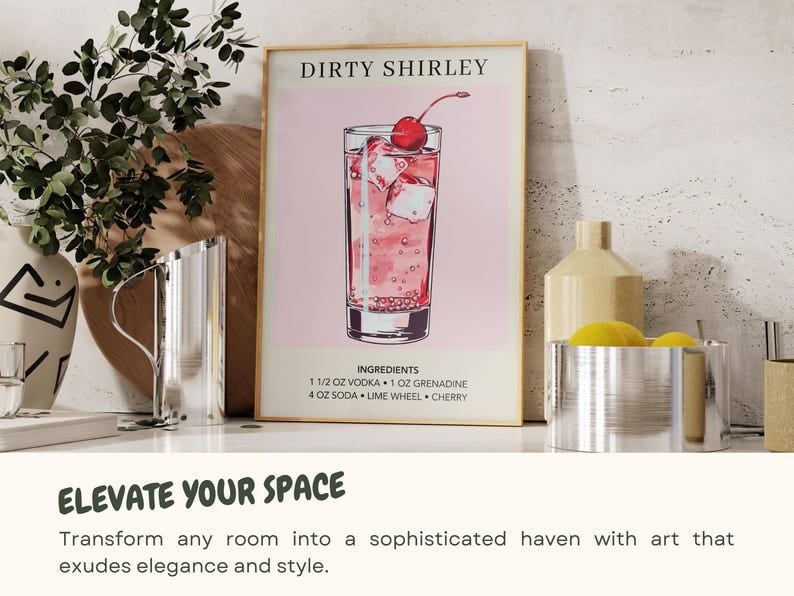 Shirley Art Print | Cocktail Poster | Wedding Party Signature Drink ...