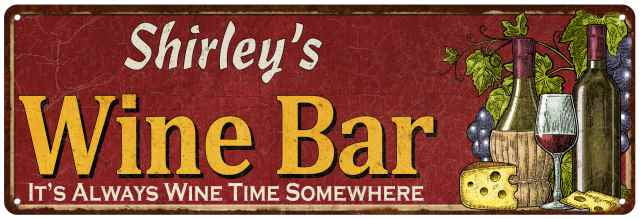 Shirley's Wine Bar Red Personalized Home Kitchen Decor 8x24 Sign ...