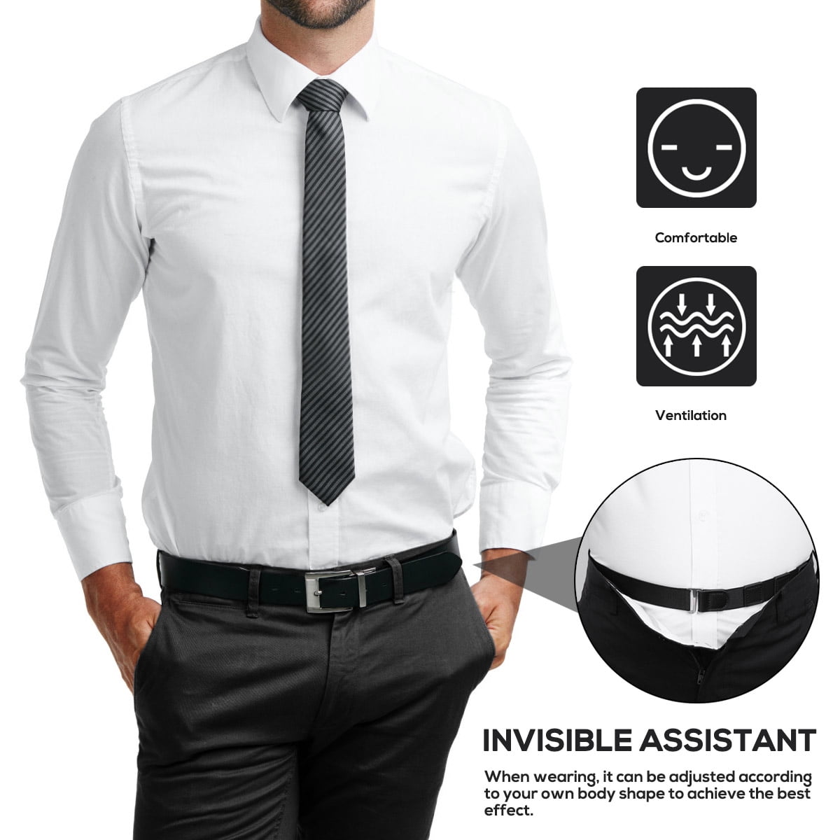 Shirt Belt Stay Adjustable Shirt Lock Undergarment Belt for Men and ...