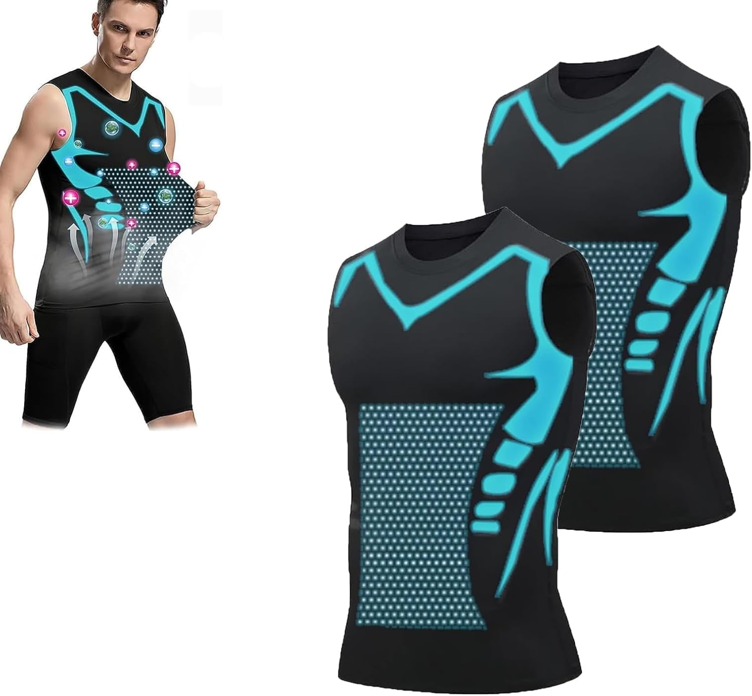 Shirt Men, Iron Fit V2 Shapewear Shirt, 2025 Ionic Shaping Sleeveless ...