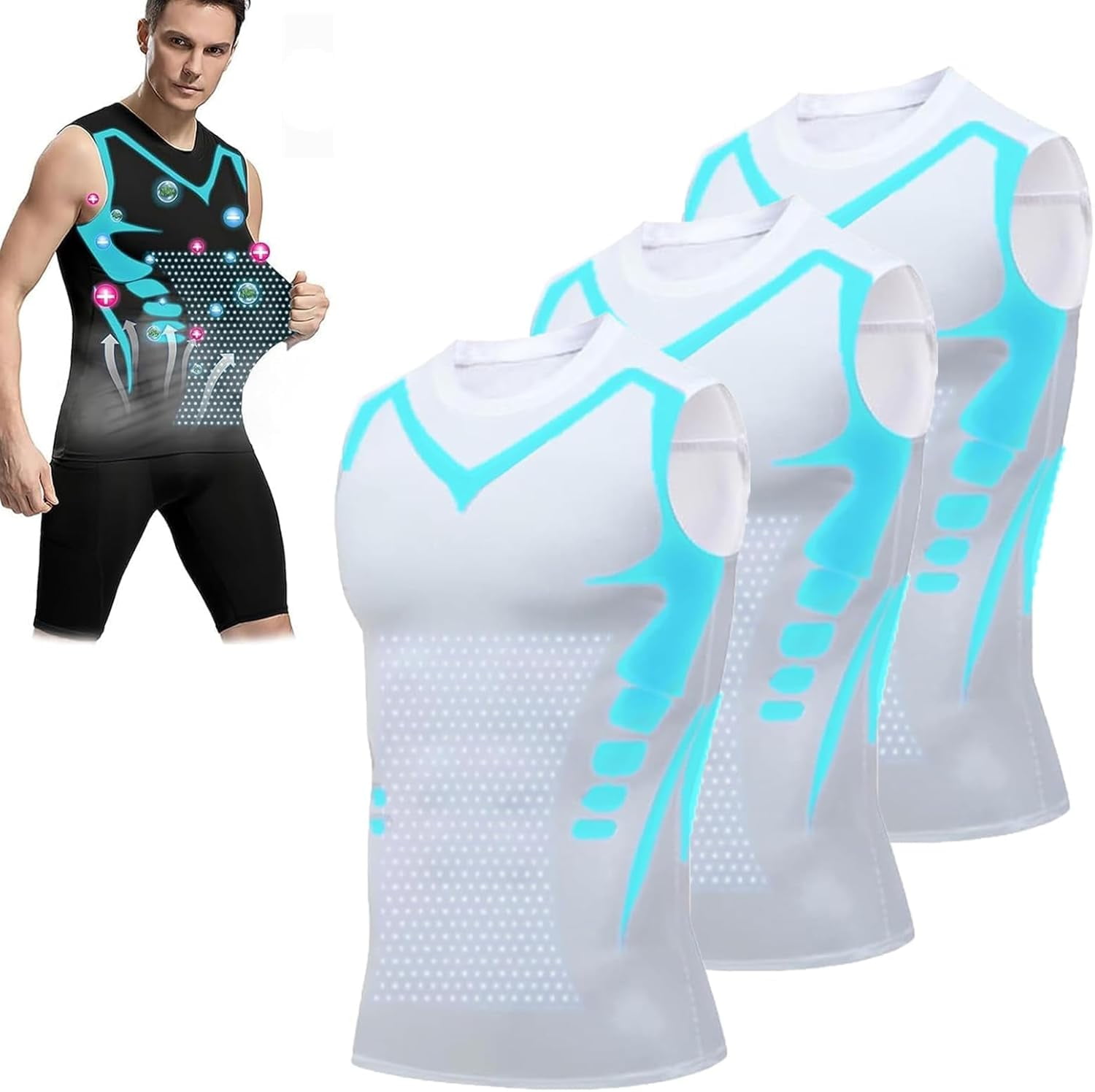 Shirt Men, Iron Fit V2 Shapewear Shirt, 2025 Ionic Shaping Sleeveless ...
