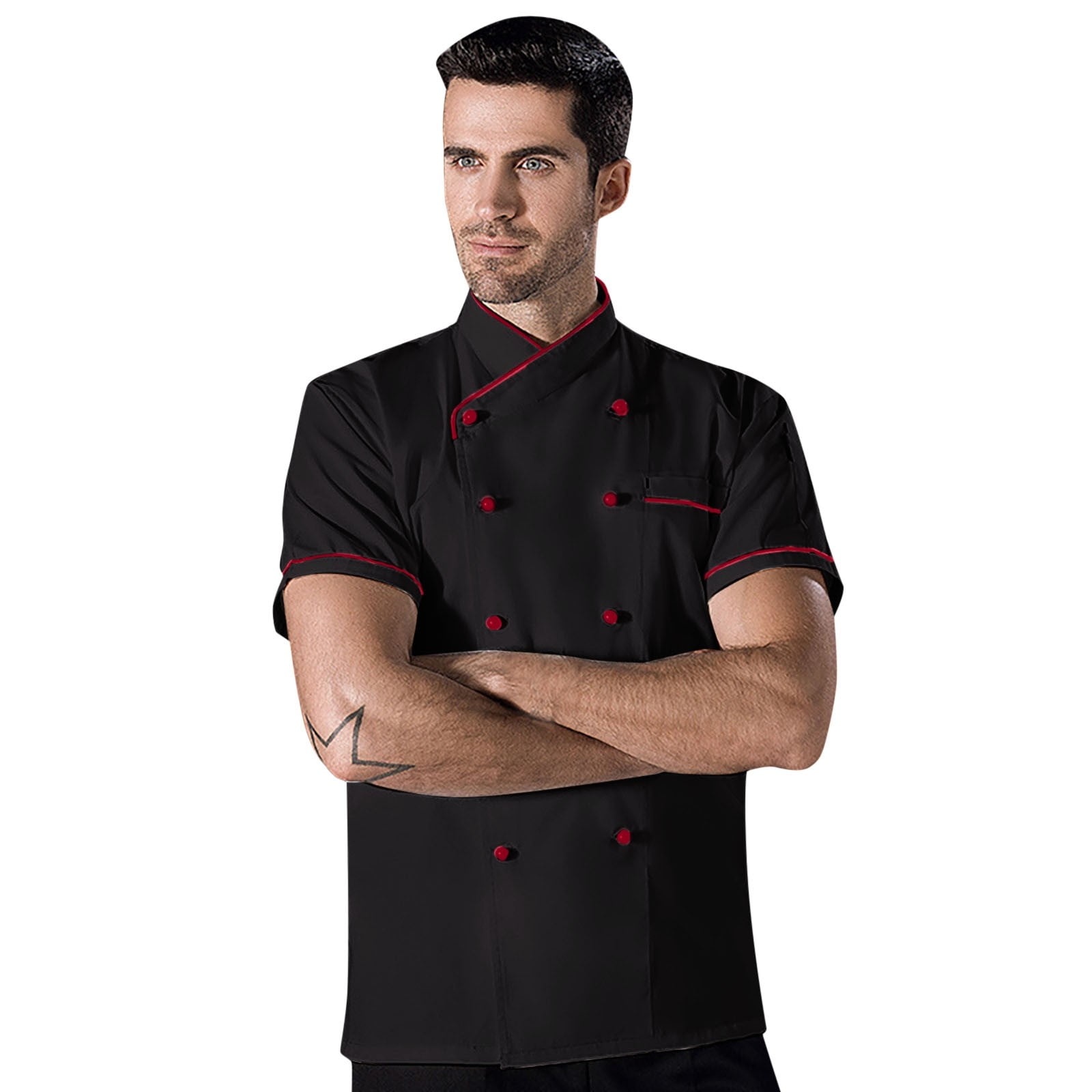 Shirt Men Male Fashion Casual Chef Jacket Restaurant Kitchen Chef ...