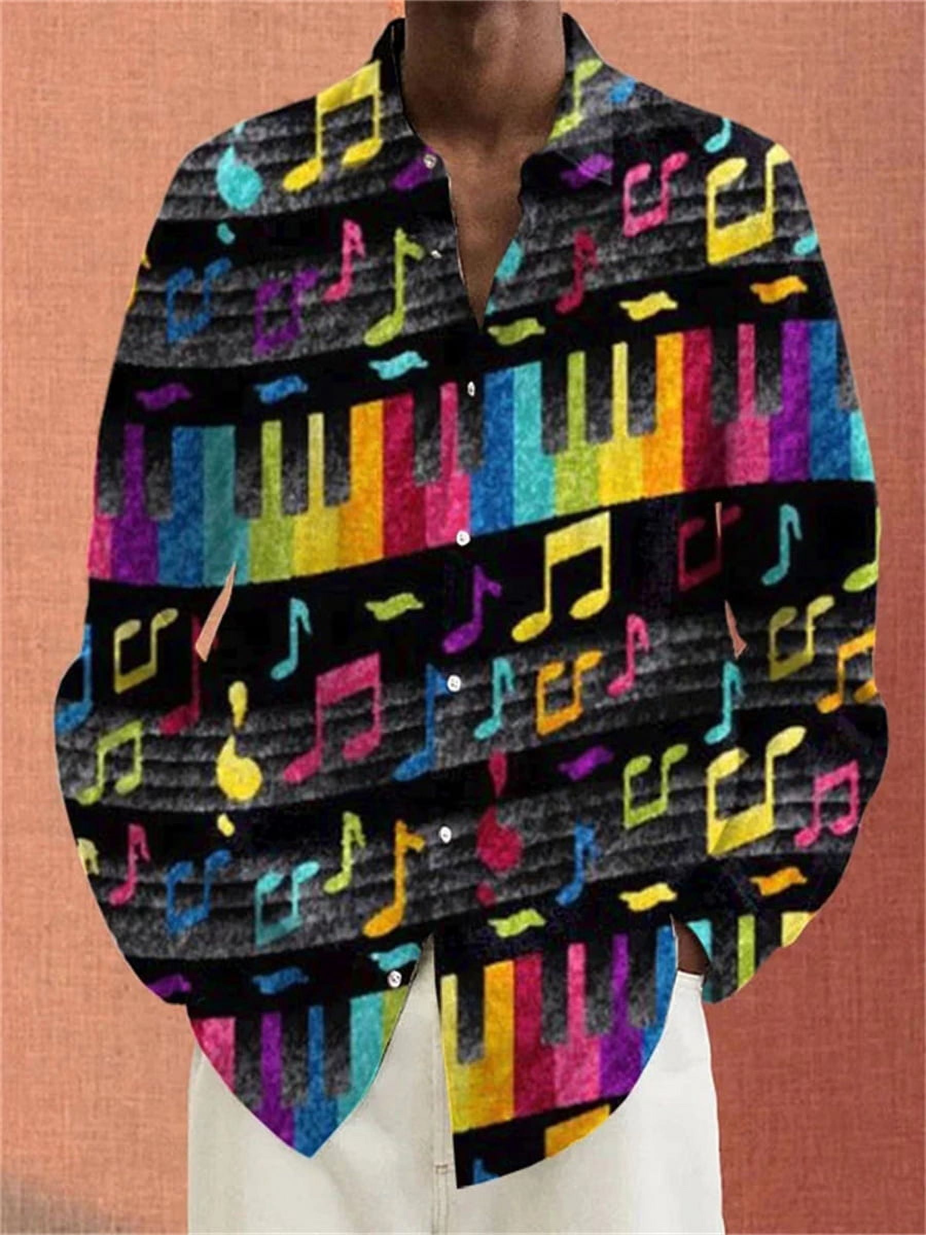 Shirt Men's Musical Notation Musical Instruments Clear Graphics Casual ...