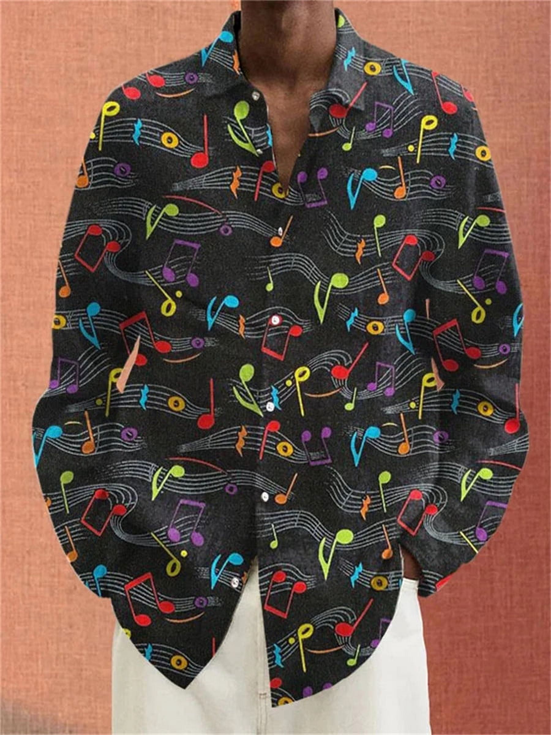 Shirt Men's Musical Notation Musical Instruments Clear Graphics Casual ...