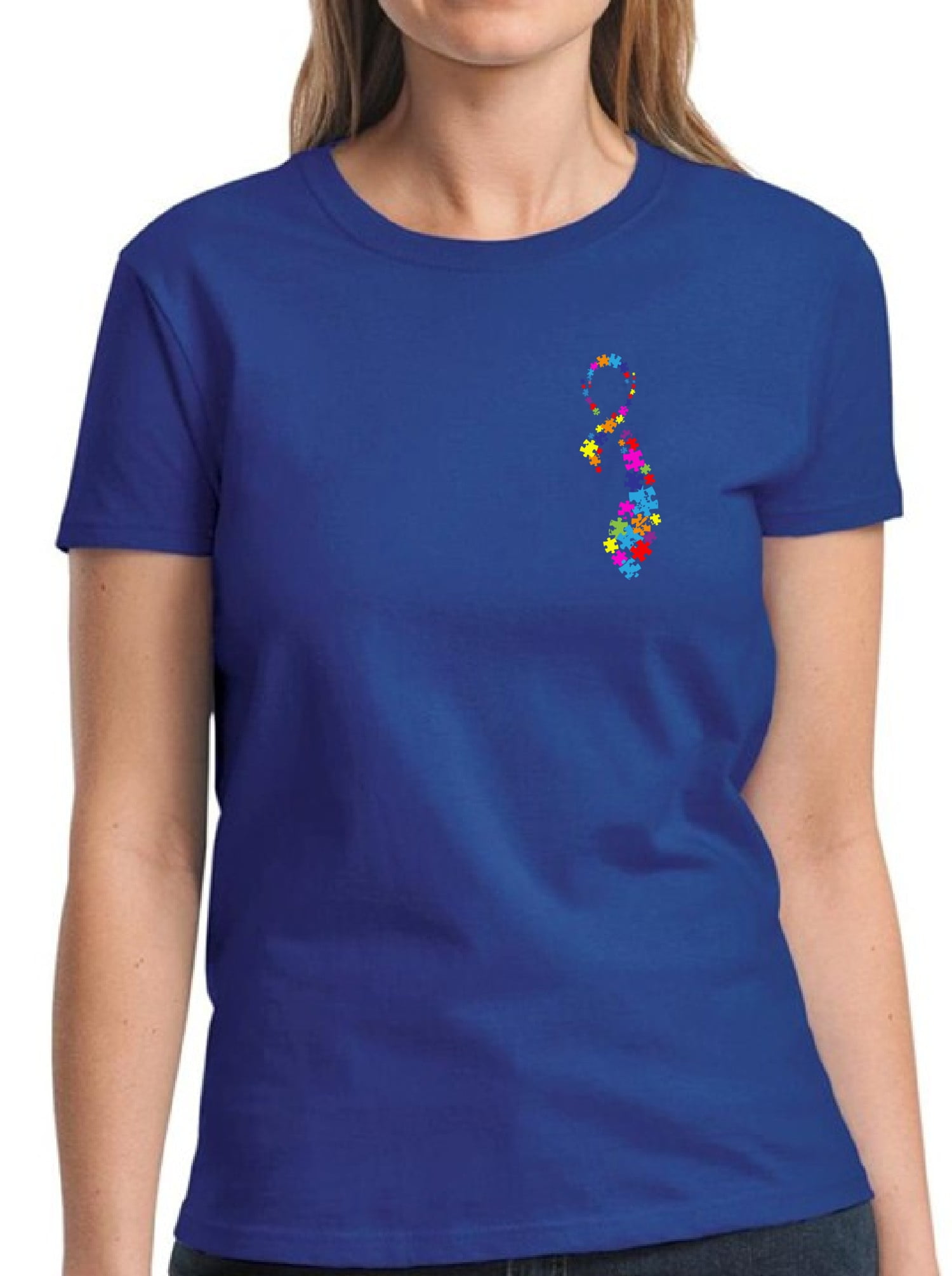 Shirt for Her Autism Puzzle Ribbon Autism Tops Graphic T-Shirt for ...