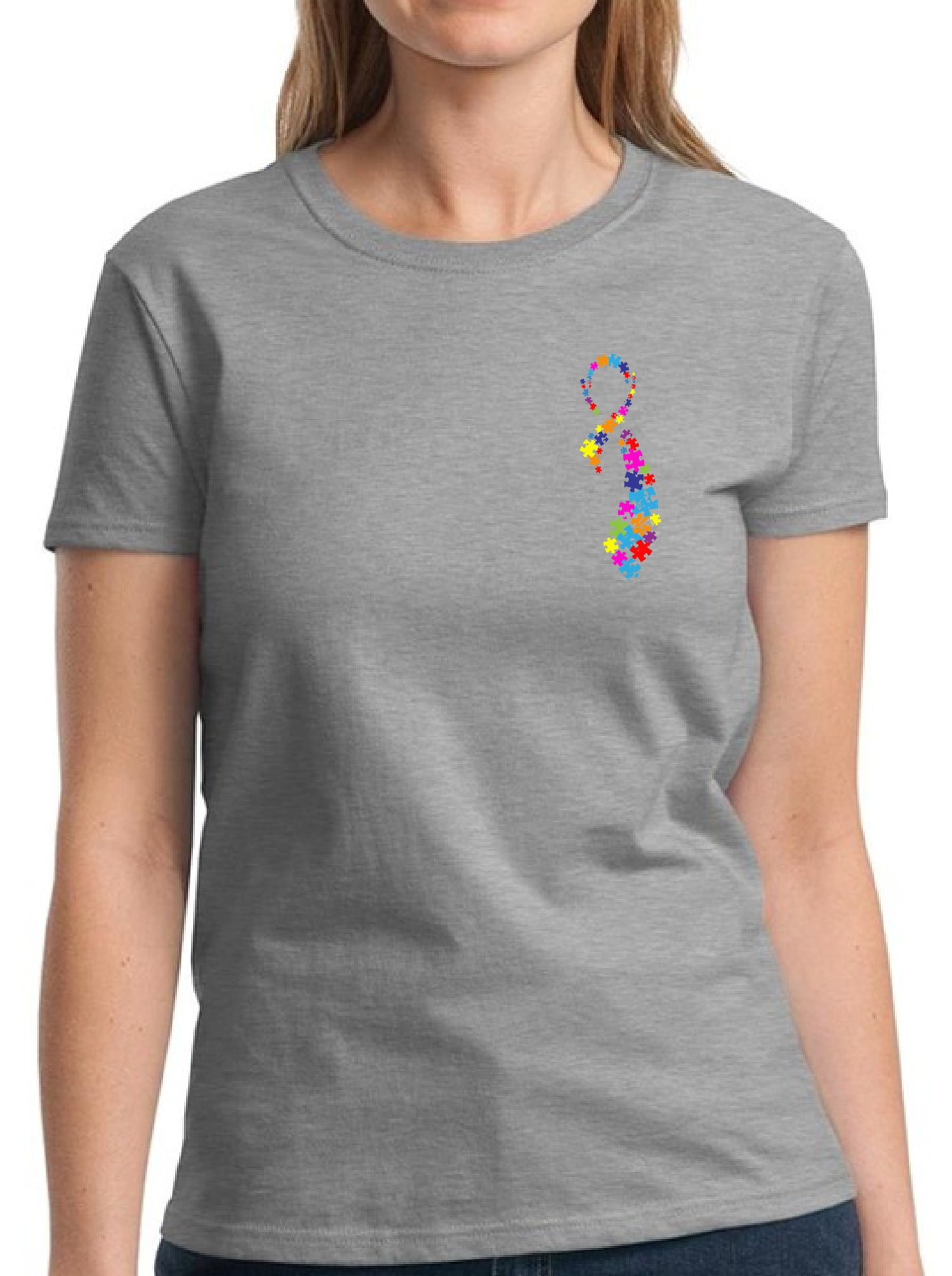 Shirt for Her Autism Puzzle Ribbon Autism Tops Graphic T-Shirt for ...