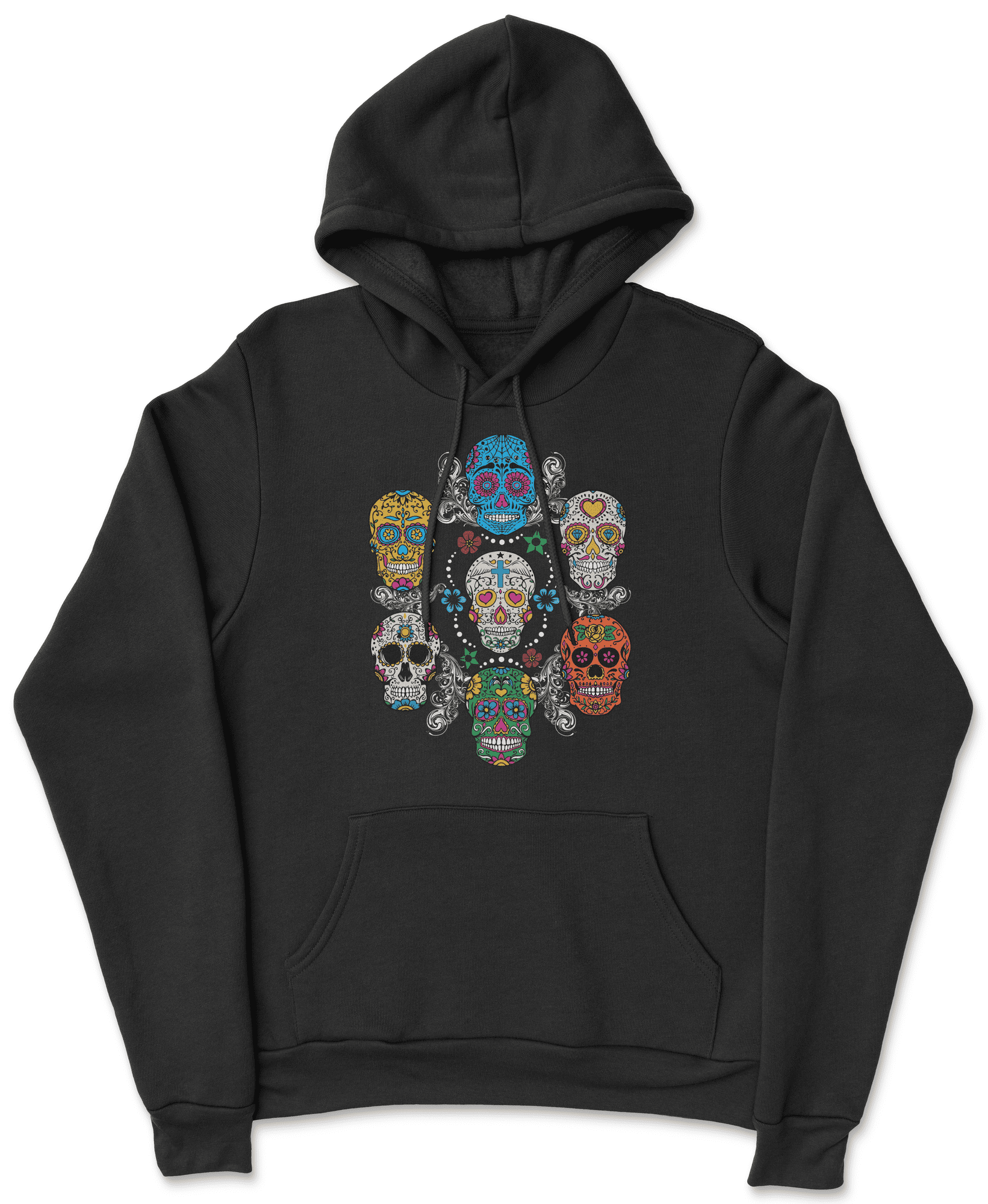 ShirtBANC Day Of The Dead Sugar Skull Hoodie Multicolor Swirl Vibrant ...