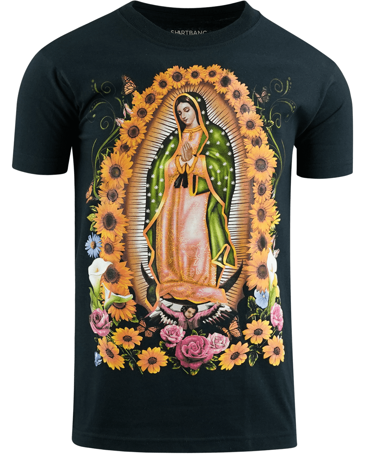 ShirtBANC Divine Florals Mens Virgin Mary Praying Shirt Sunflowers And ...