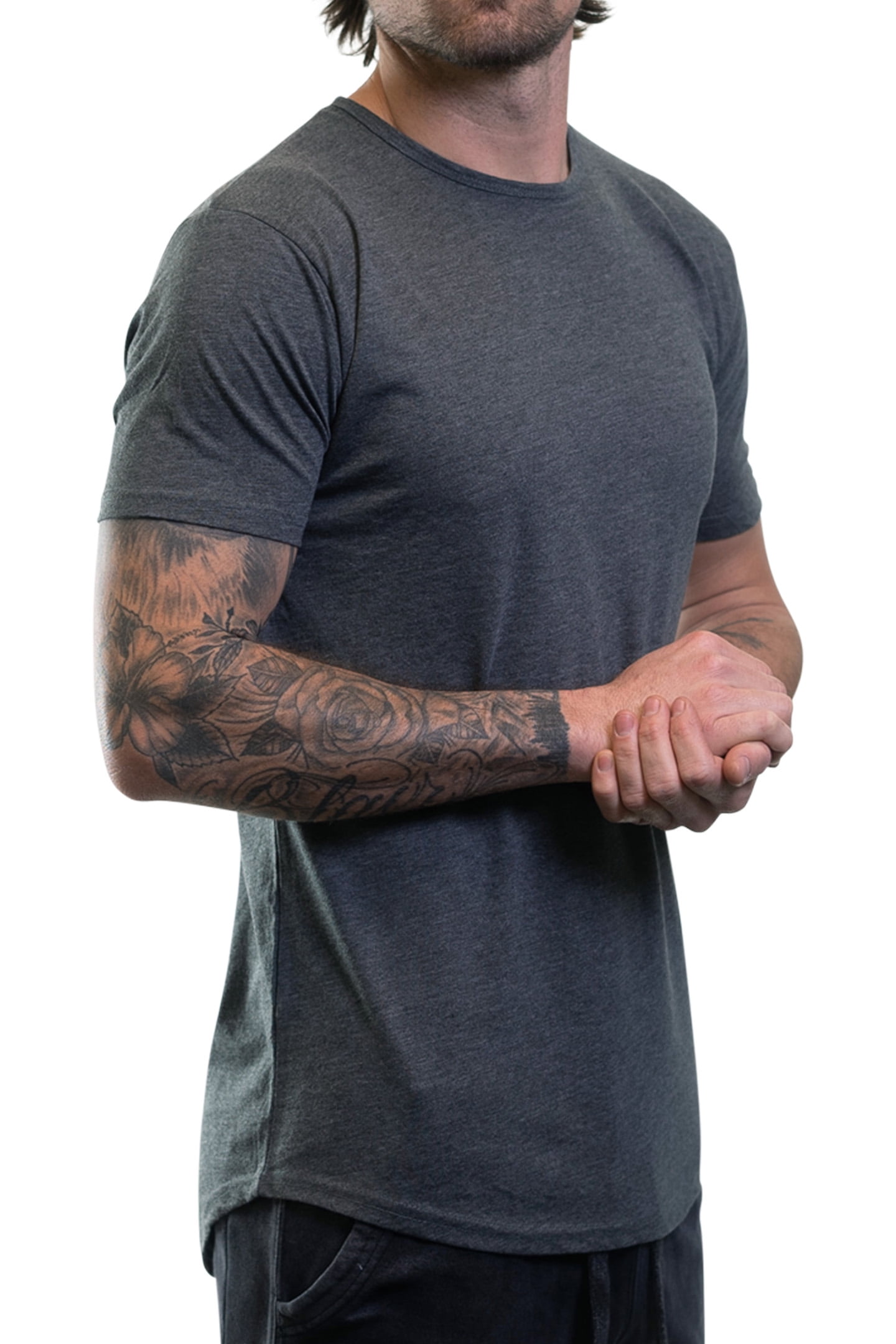 ShirtBANC Hipster Hip Hop Long Drop Cut Mens Shirt Curved Hem Heather ...