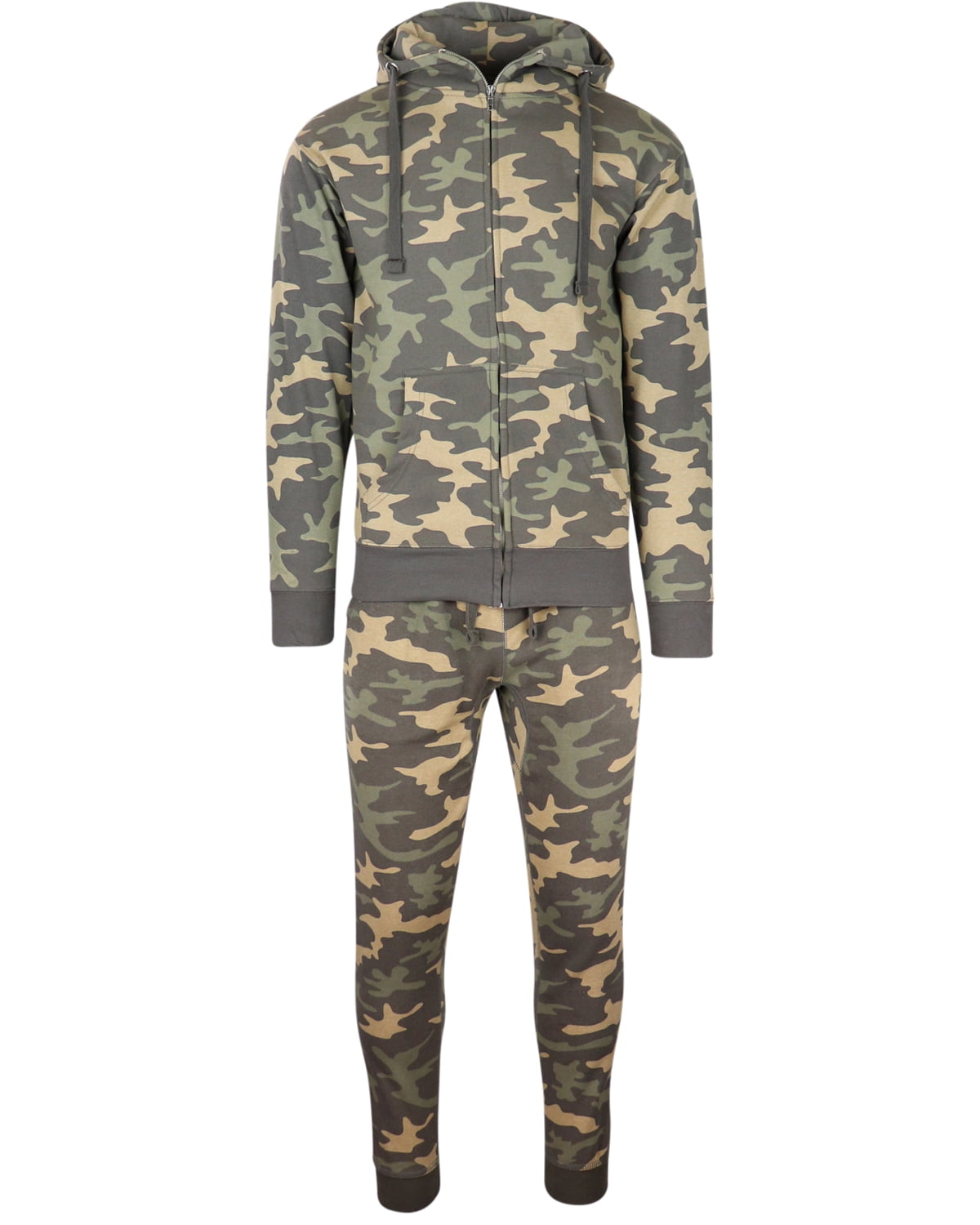 ShirtBANC Men's Jogger Tracksuit Set Camouflage Pants and Zip Hoodie ...