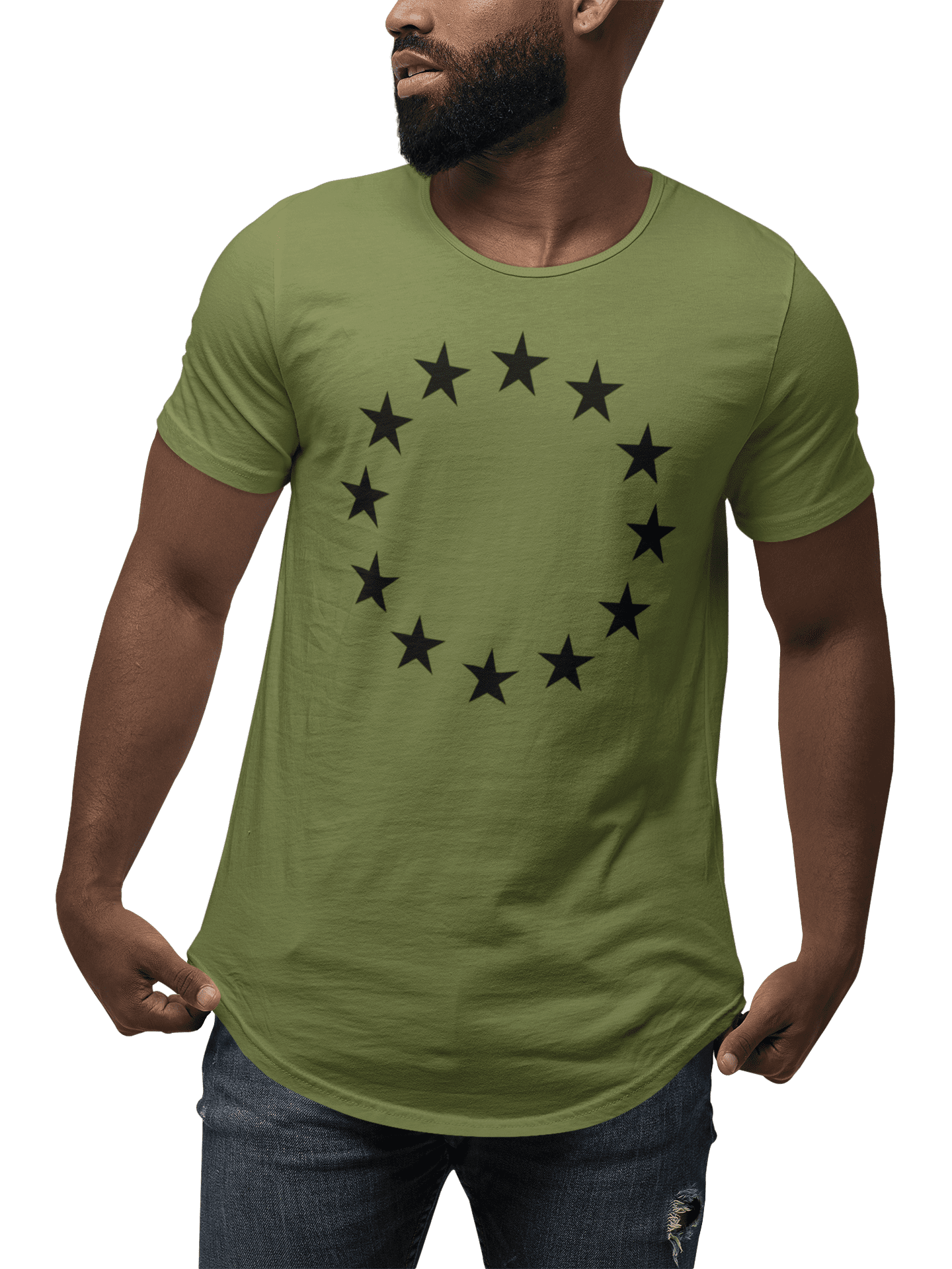 ShirtBANC Mens Stars Circle Dropcut Shirt Patriotic Style Comfortable ...