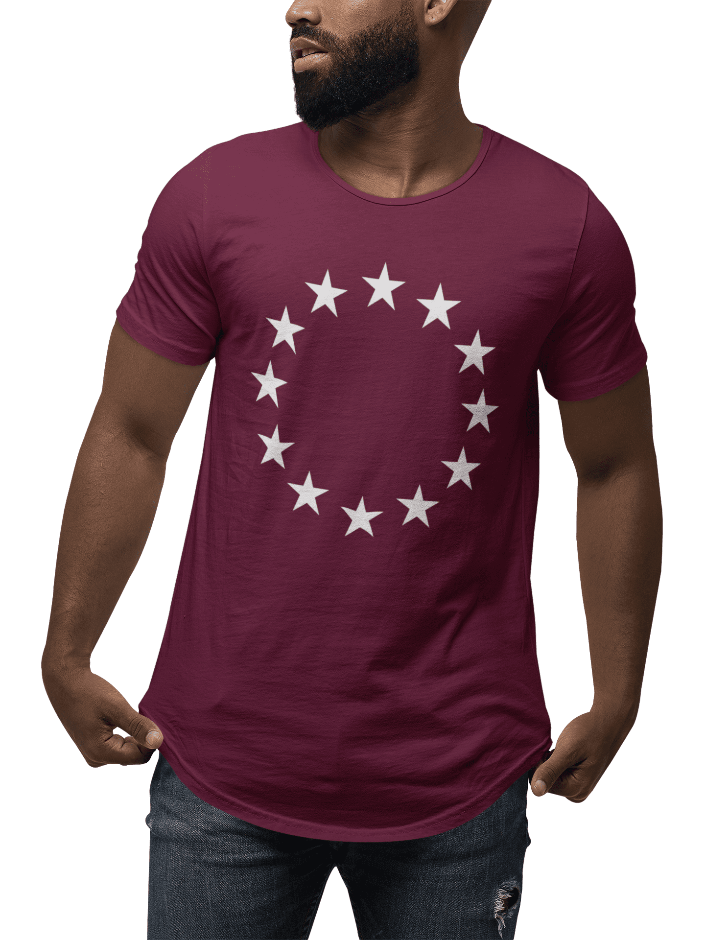 ShirtBANC Mens Stars Circle Dropcut Shirt Patriotic Style Comfortable ...
