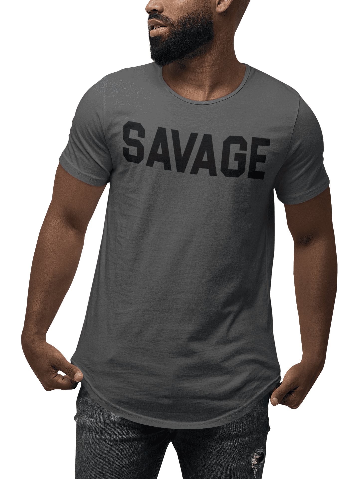 Shirtbanc Savage Mens Dropcut Shirt Savagely Motivated Bold Attitude